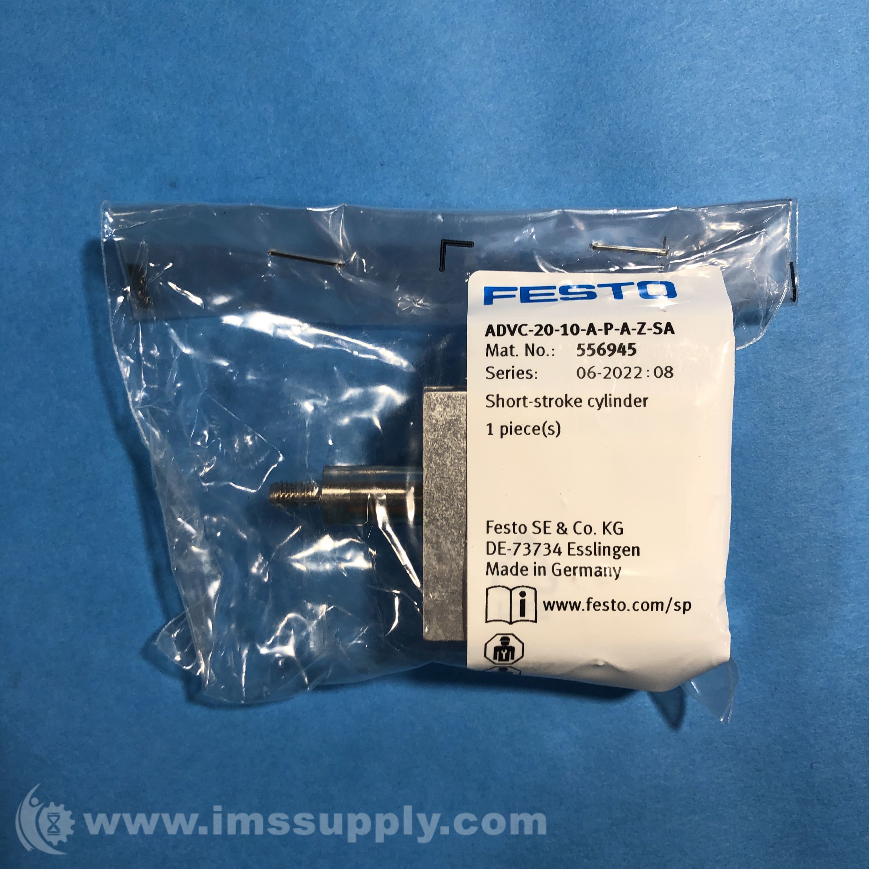Festo ADVC-20-10-A-P-A-Z-SA Short Stroke Pneumatic Cylinder - IMS Supply