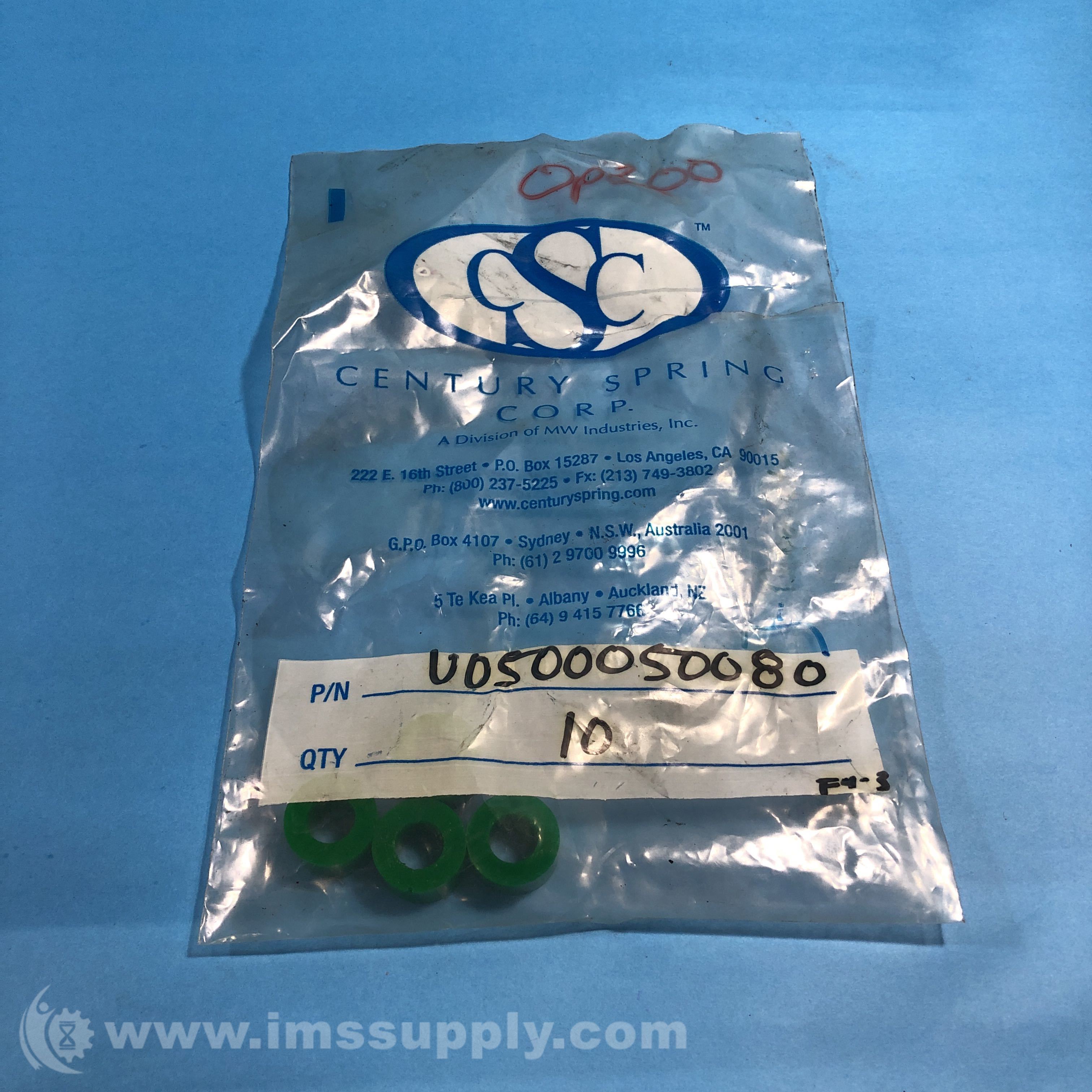 Century Spring U0500050080 Pack of 10 Urethane Spring Washers - IMS Supply