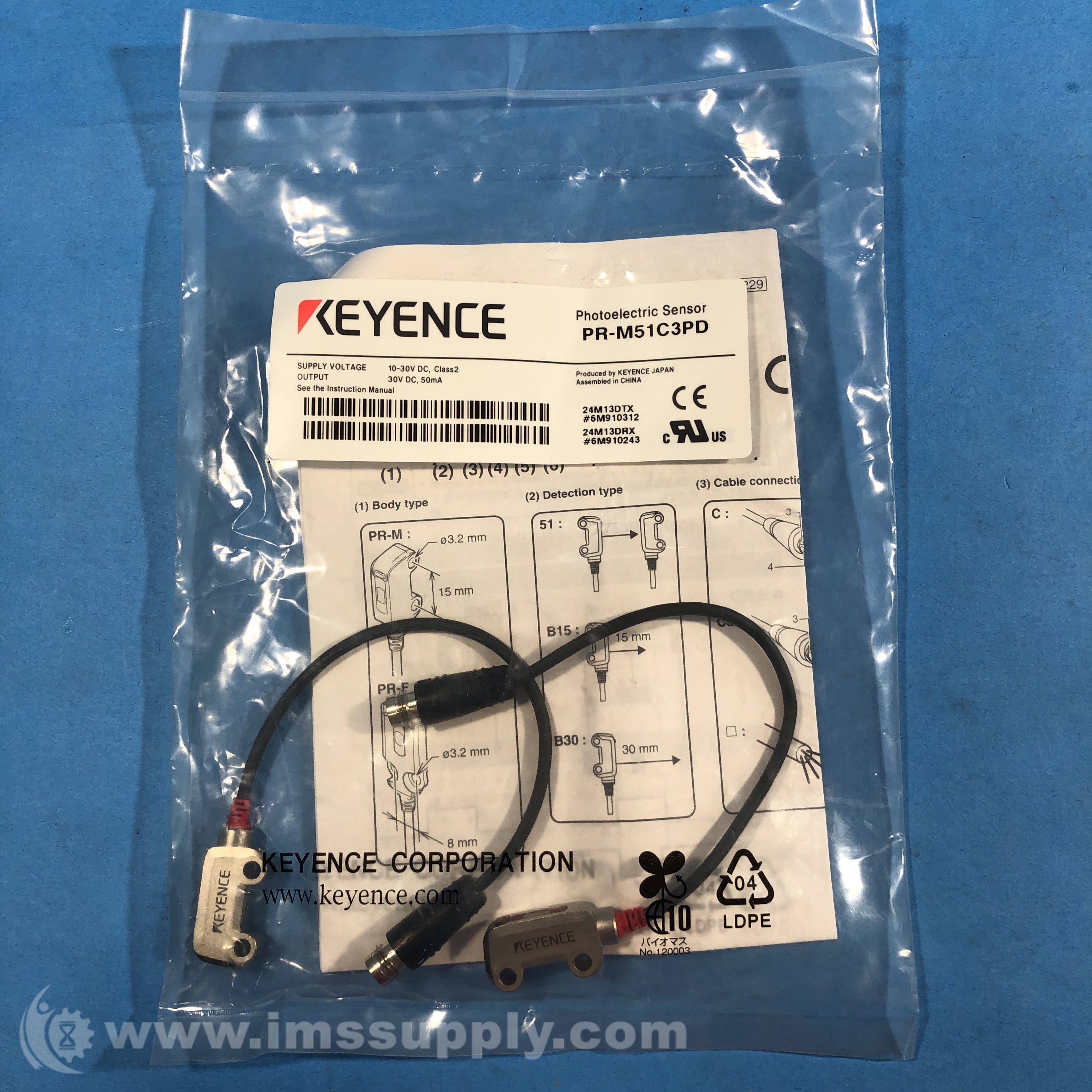 Keyence PR-M51C3PD Mini Photoelectric Sensor - IMS Supply