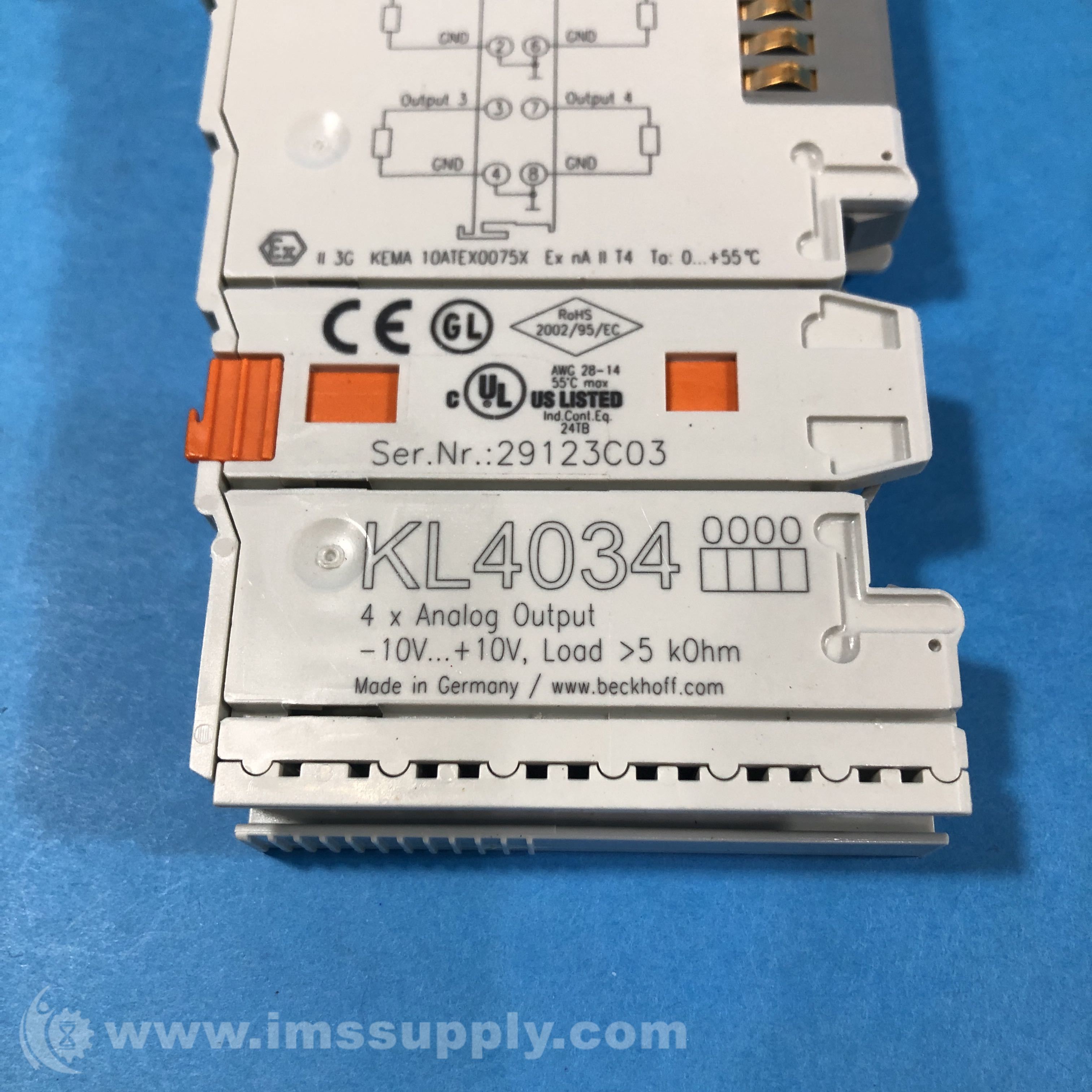 Beckhoff KL4034 Bus Terminal, 4-Channel Analog Output - IMS Supply