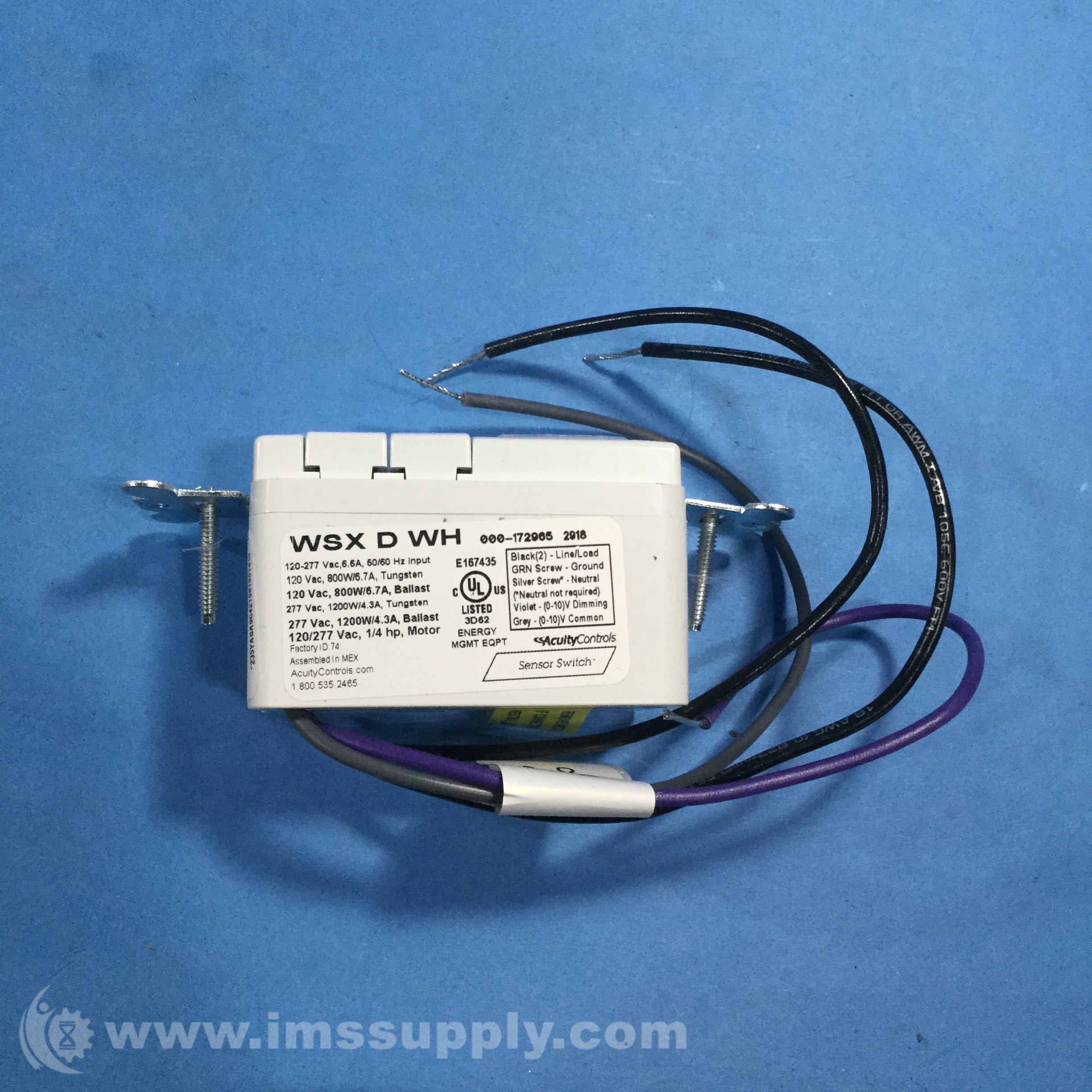 Acuity Controls WSX D WH Wall Switch Sensor, Occupancy Controlled - IMS ...