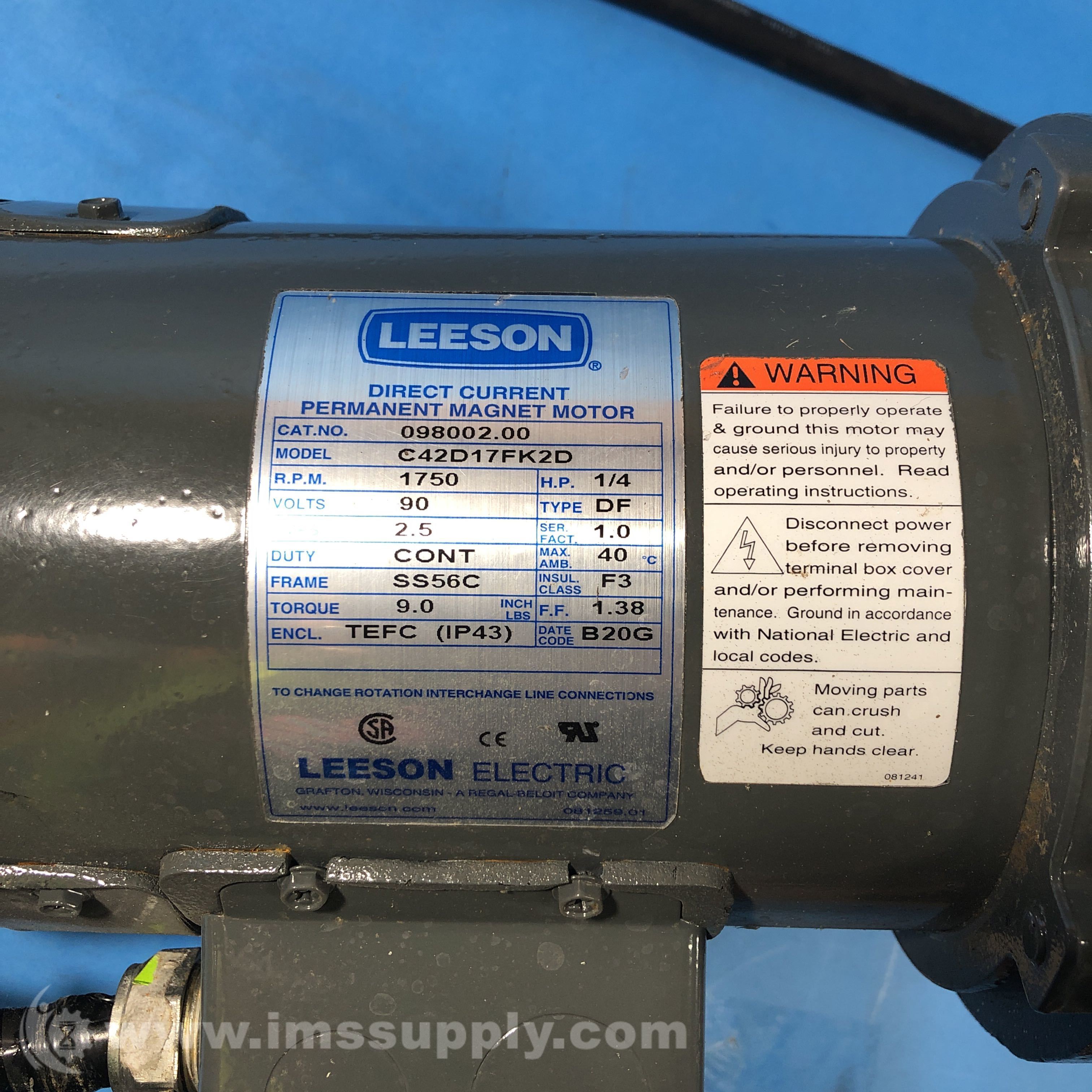 Leeson Electric Co 098002.00 C42D17FK2D SCR Motor - IMS Supply