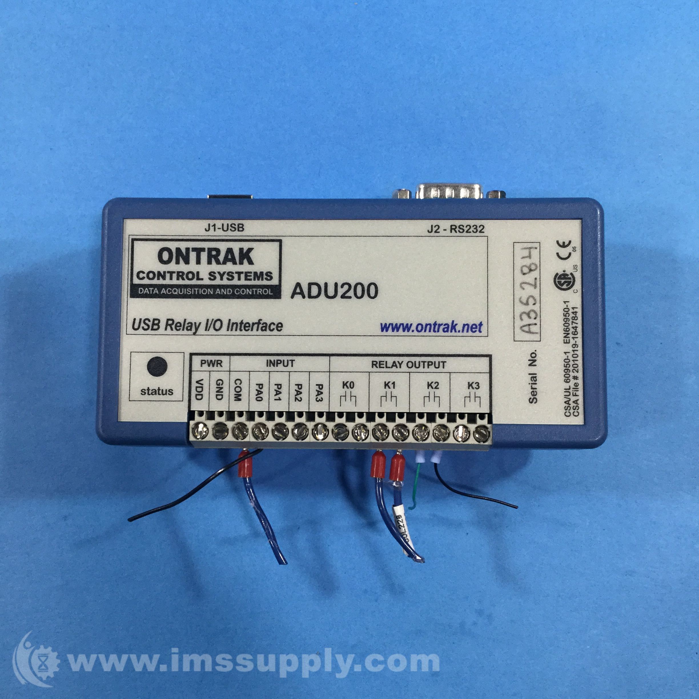 Ontrak Control Systems ADU200 USB Relay I/O Interface Controller - IMS Supply