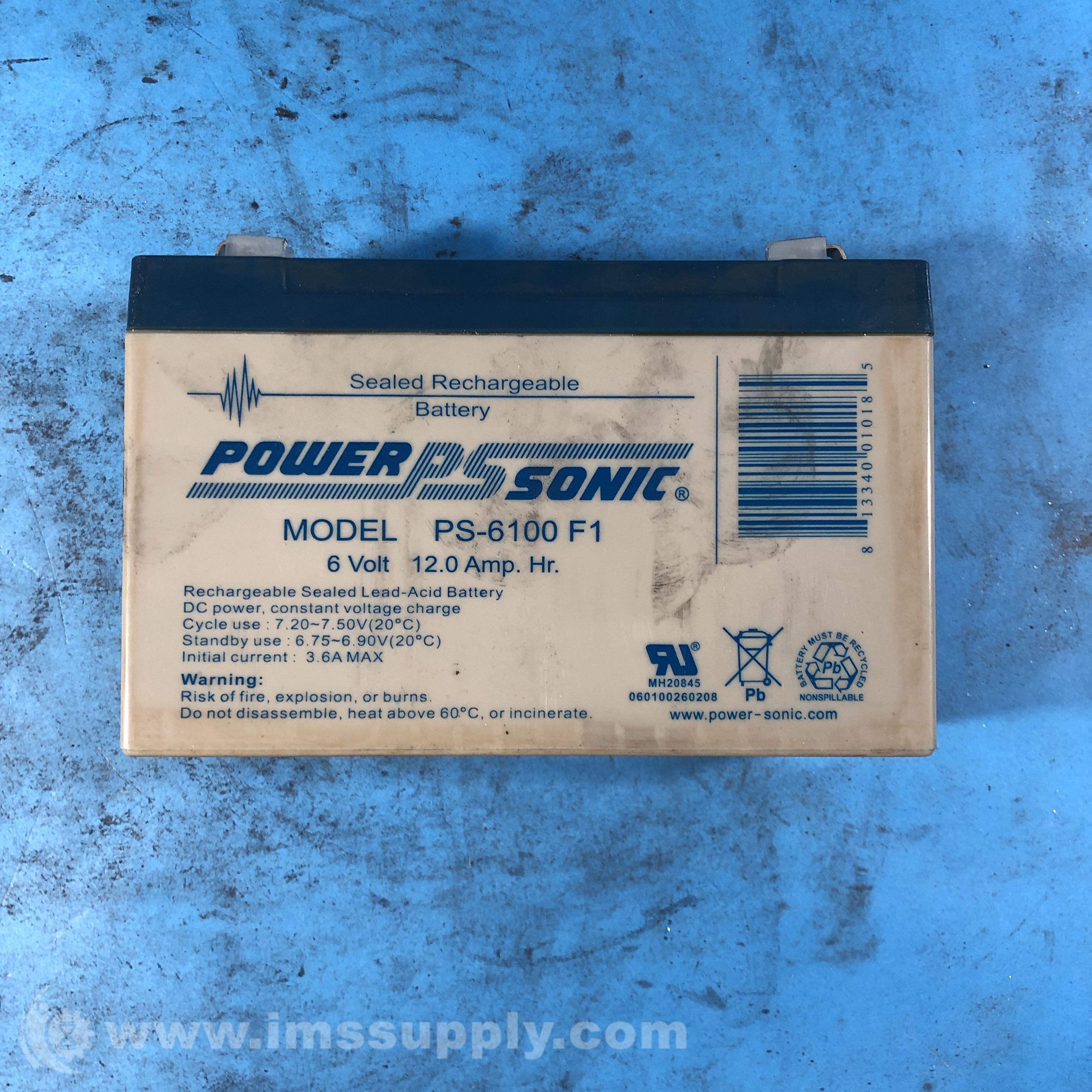 Power Sonic PS-6100F1 Battery, Rechargeable, Rectangular - IMS Supply