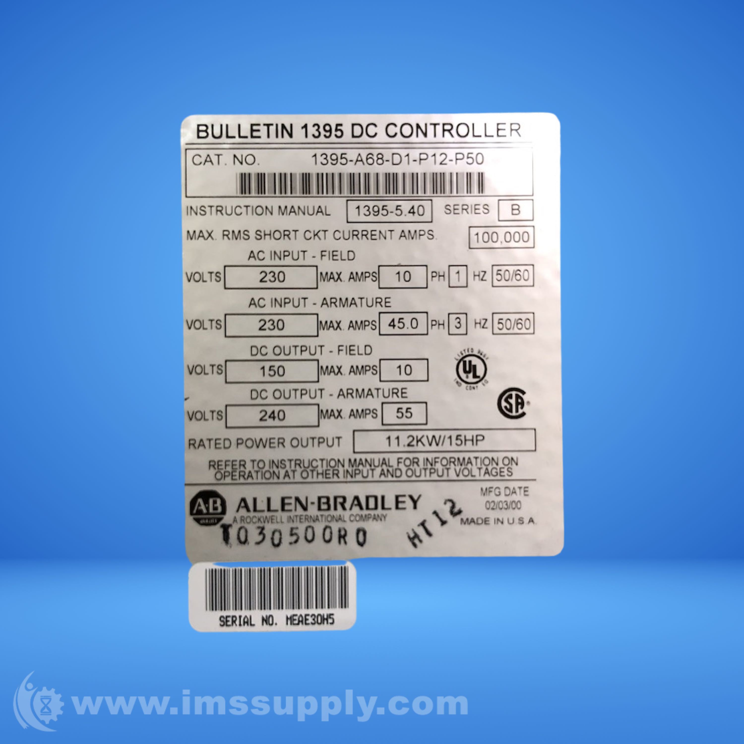 Allen Bradley 1395-A68-D1-P12-P50 - IMS Supply