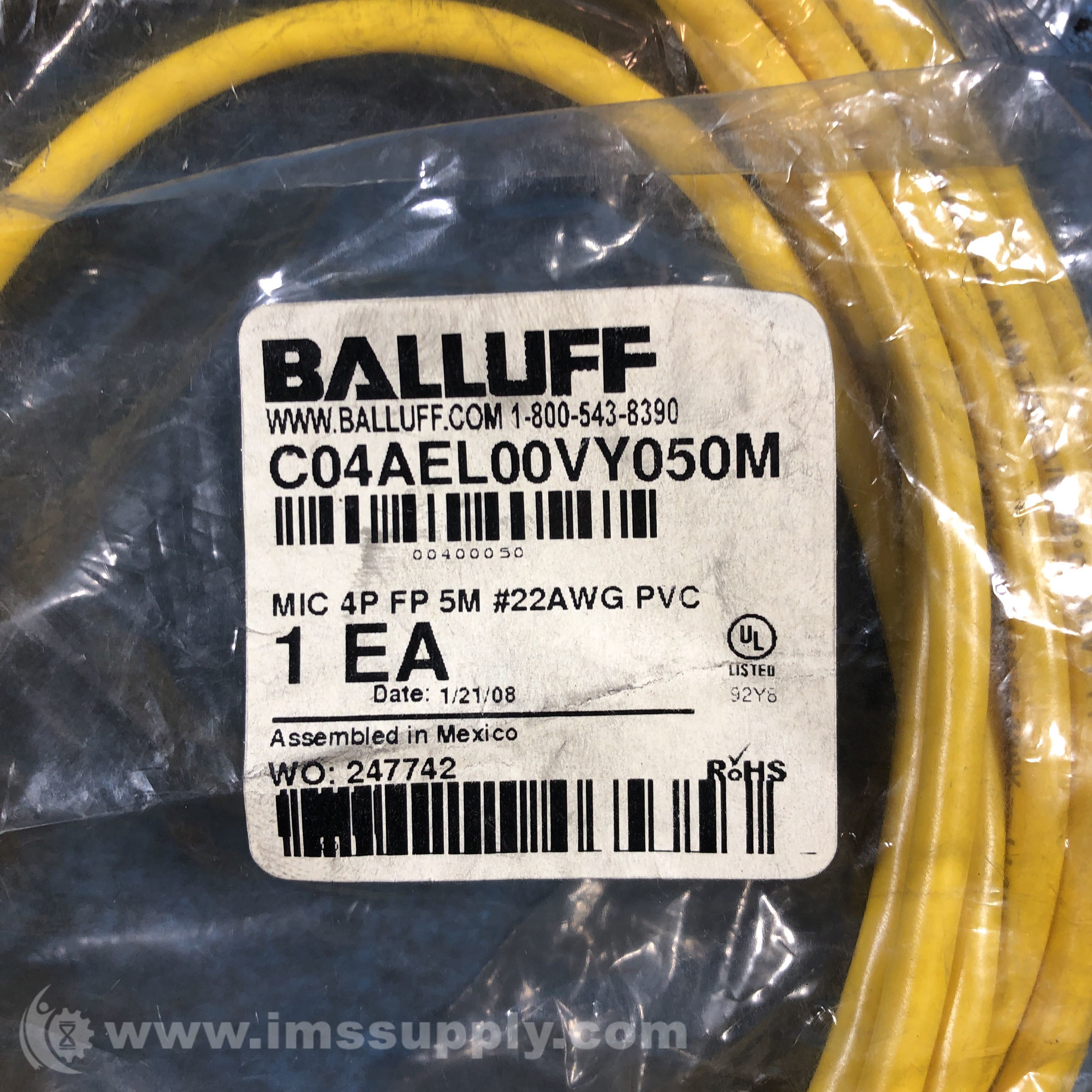 Balluff C04AEL00VY050M Sensor Cable - IMS Supply