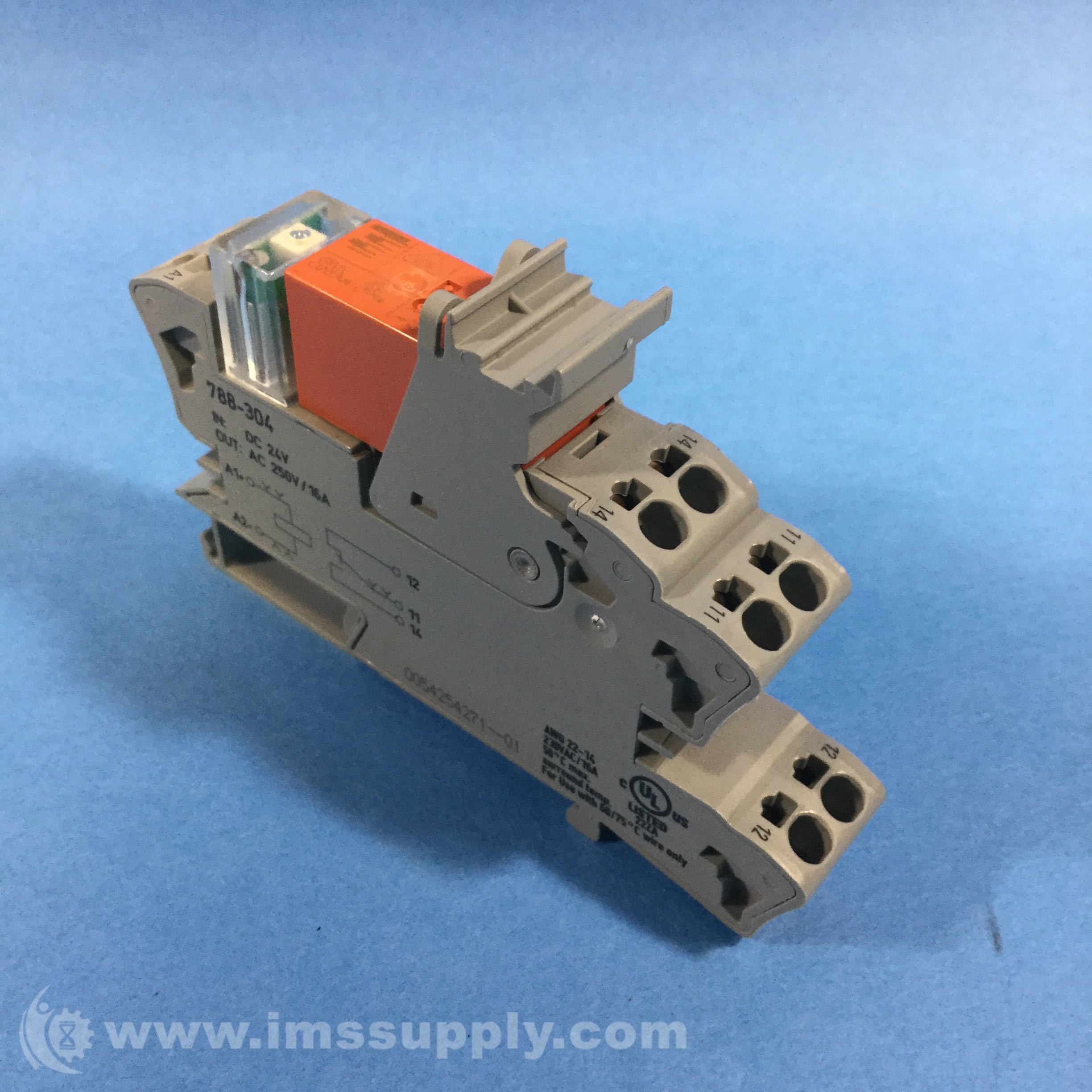 Wago 788-304, Relay Socket, 16AMP, 24 VDC, SPDT, Screw Terminal - IMS Supply