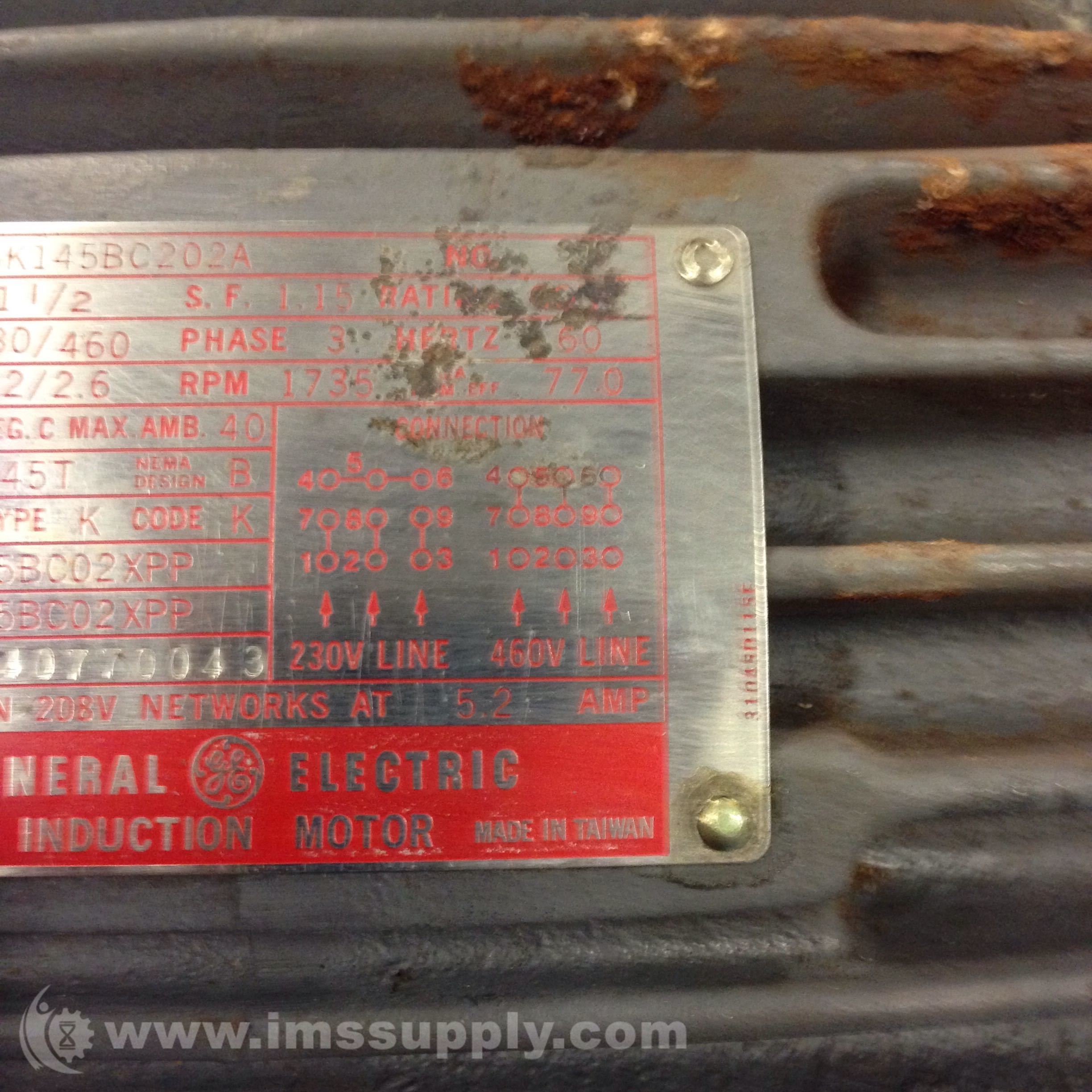 General Electric LR47823 Motor 1.5HP 1735RPM 145T FR 230/460VAC - IMS ...