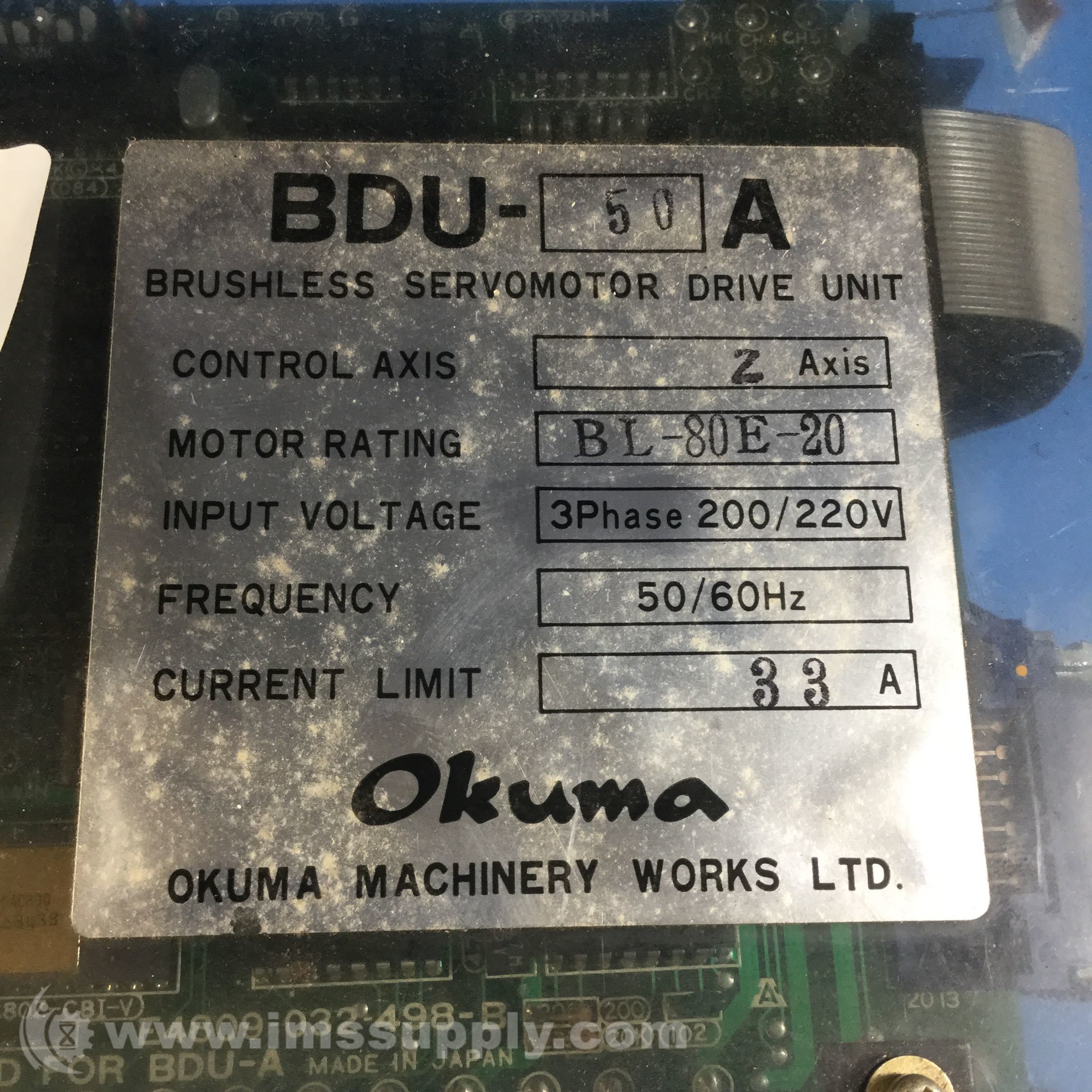 Okuma BDU-50A Servo Drive Brushless Unit 33AMP 3Phase - IMS Supply