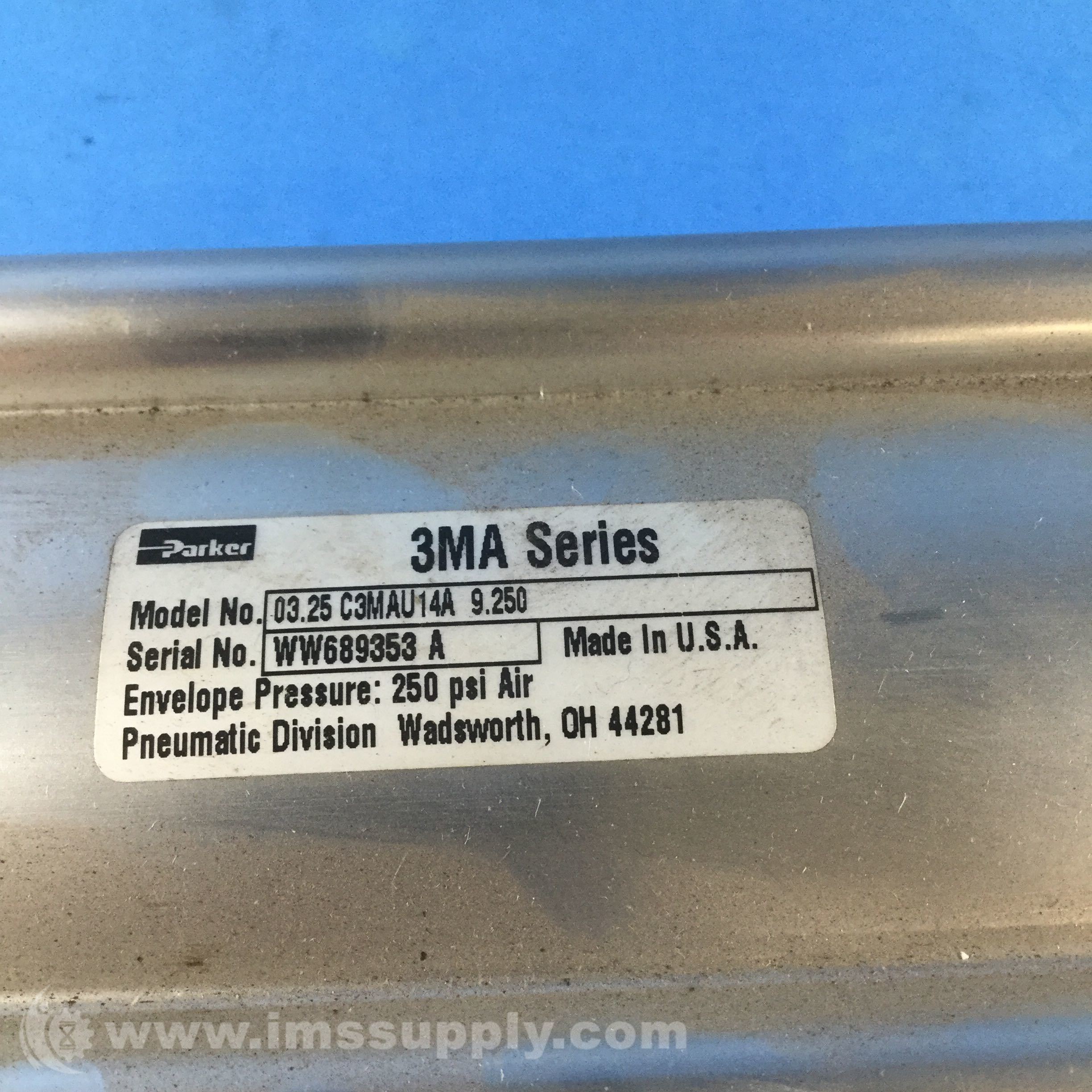 Parker 03.25 C3MAU14A 9.250 Pneumatic Cylinder - IMS Supply
