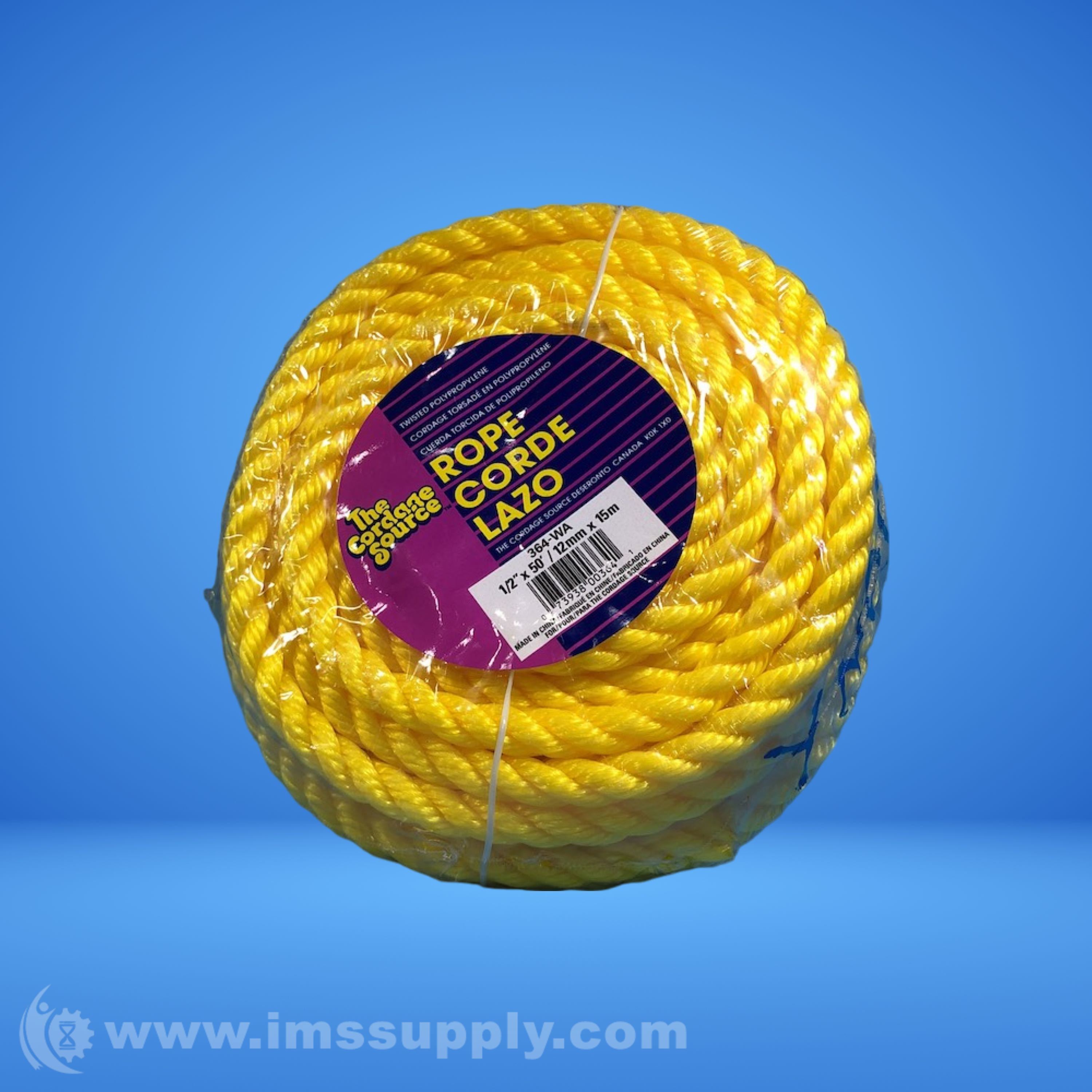 The Cordage Source 364-WA Twisted Polypropylene Rope - IMS Supply