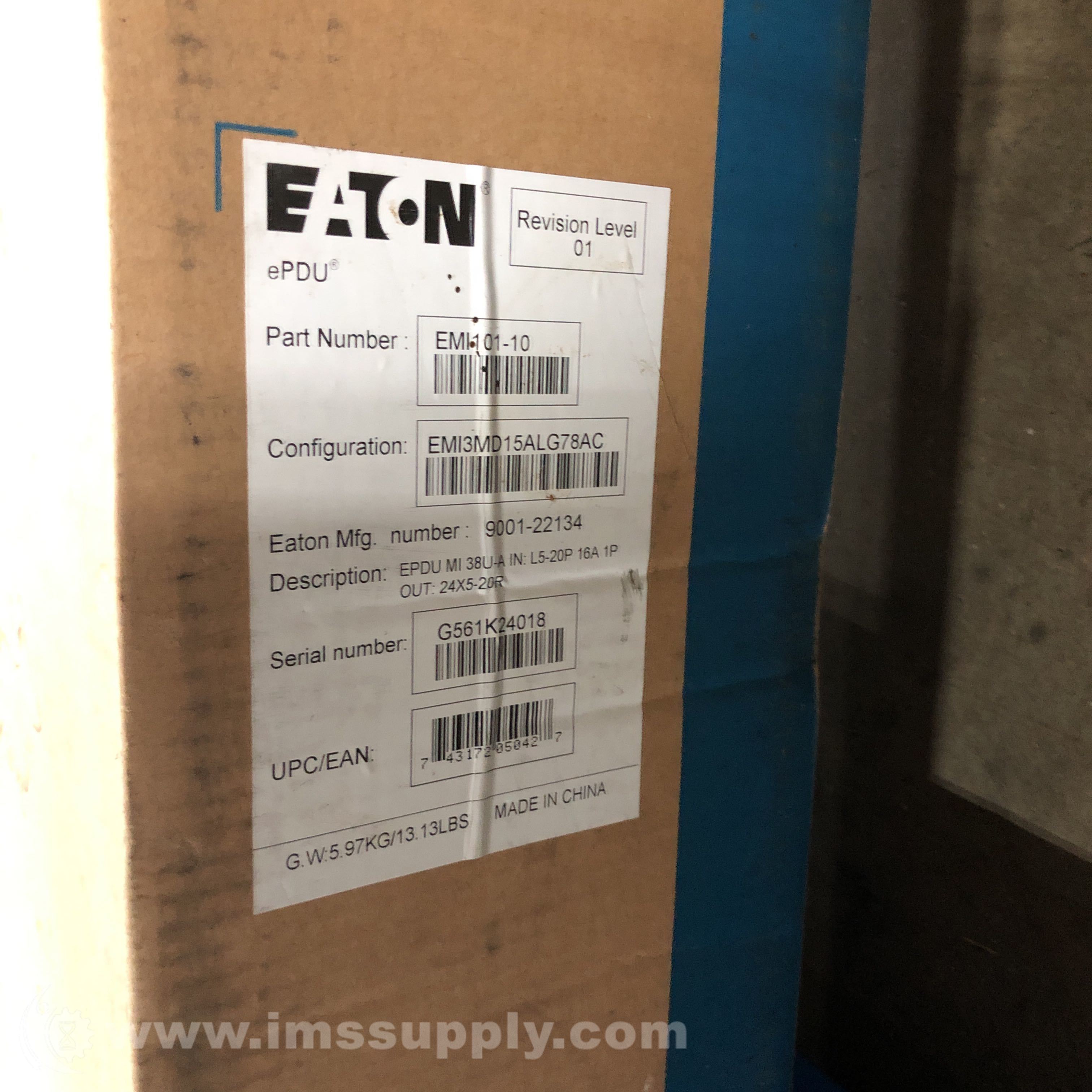 Eaton Corporation EMI101-10 Input rack PDU - IMS Supply