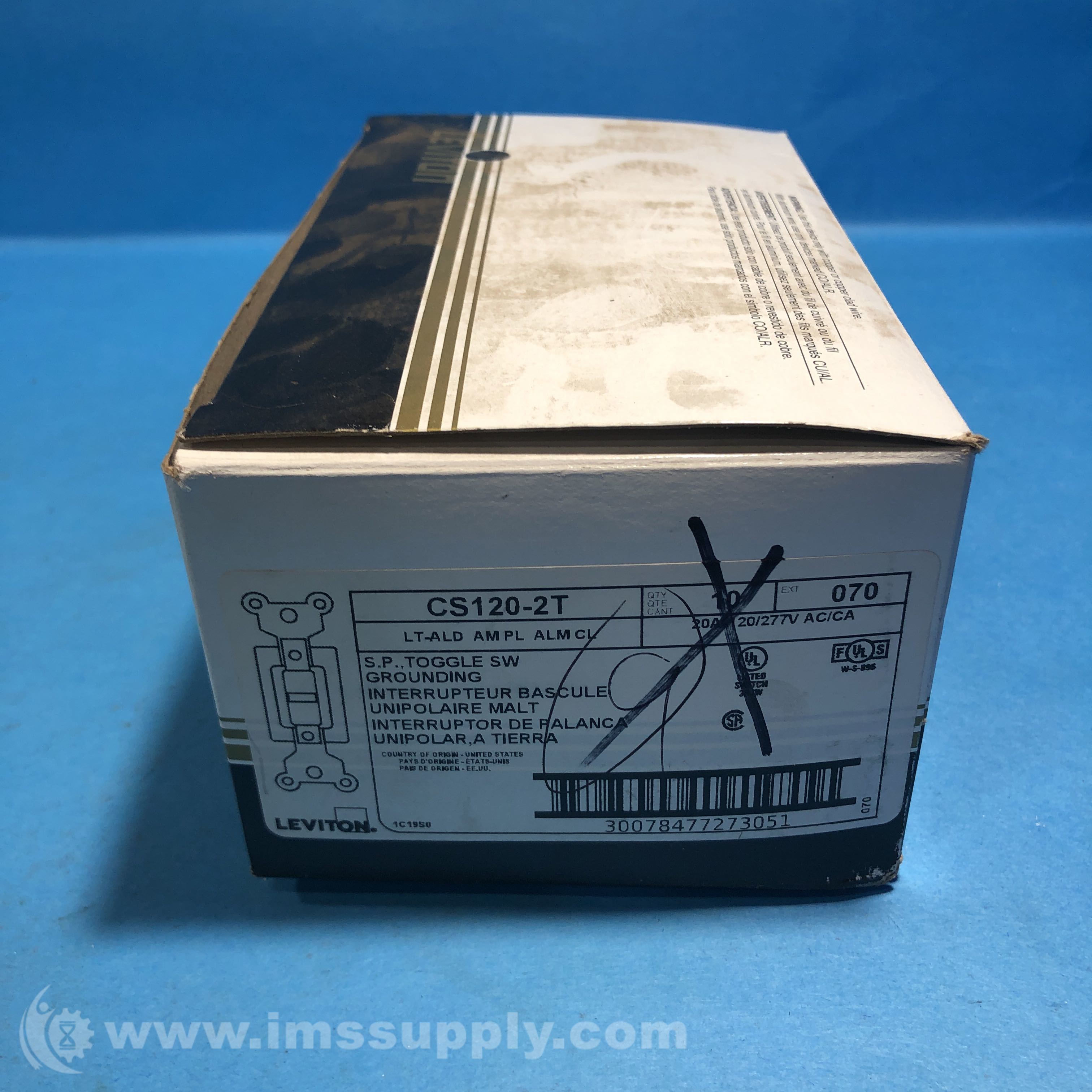 Leviton CS120-2T Box of 10 Toggle Single-Pole AC Quiet Switch - IMS Supply