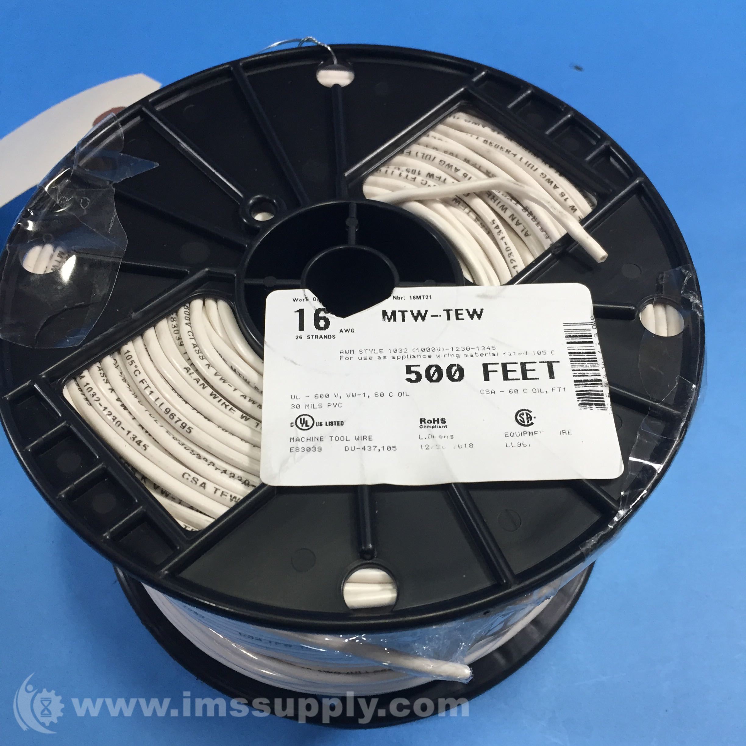 16MT21 Machine Tool Wire, 500 FT - IMS Supply