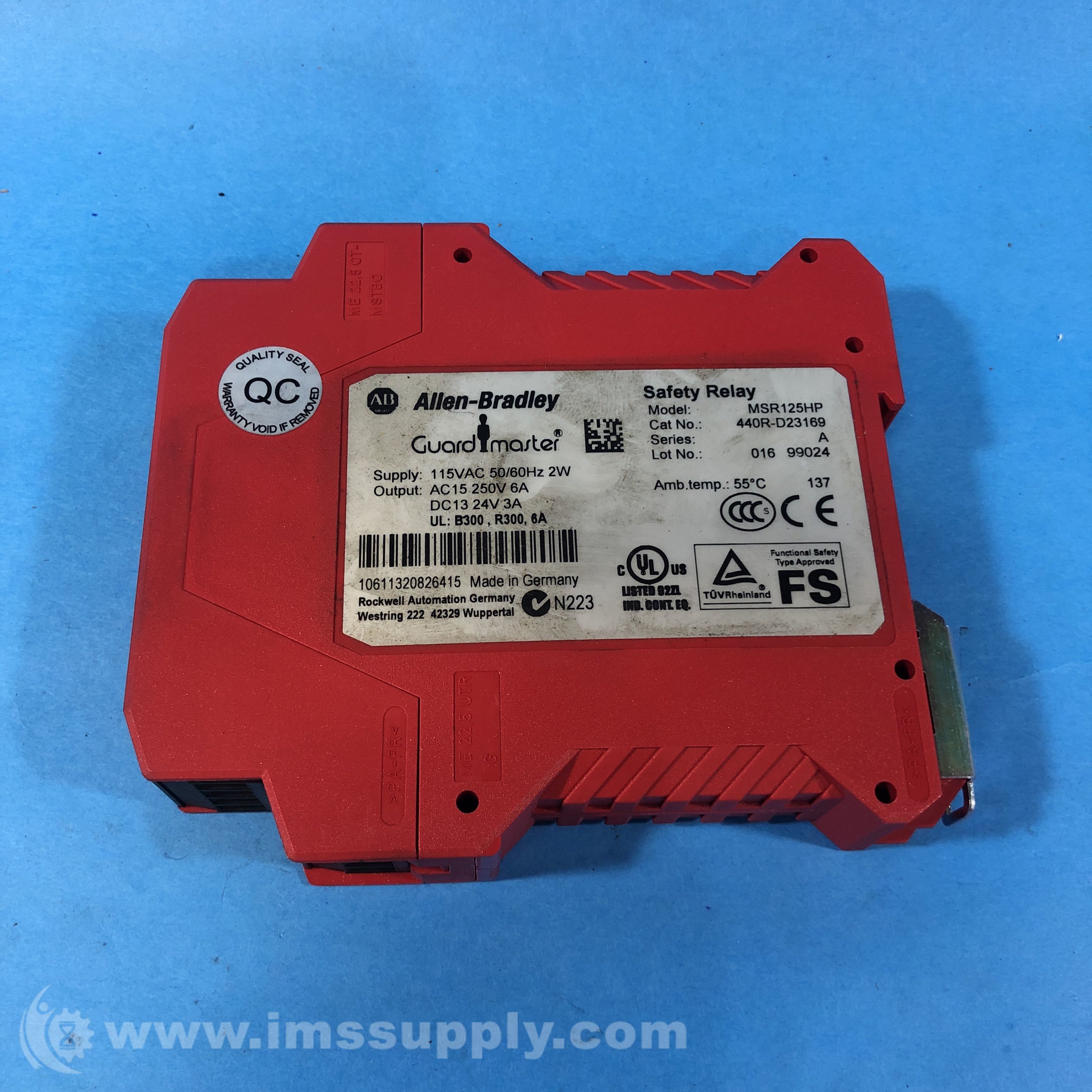 Allen Bradley MSR125HP Safety Relay, 24VAC/DC, 2NO, 22.5MM - IMS Supply