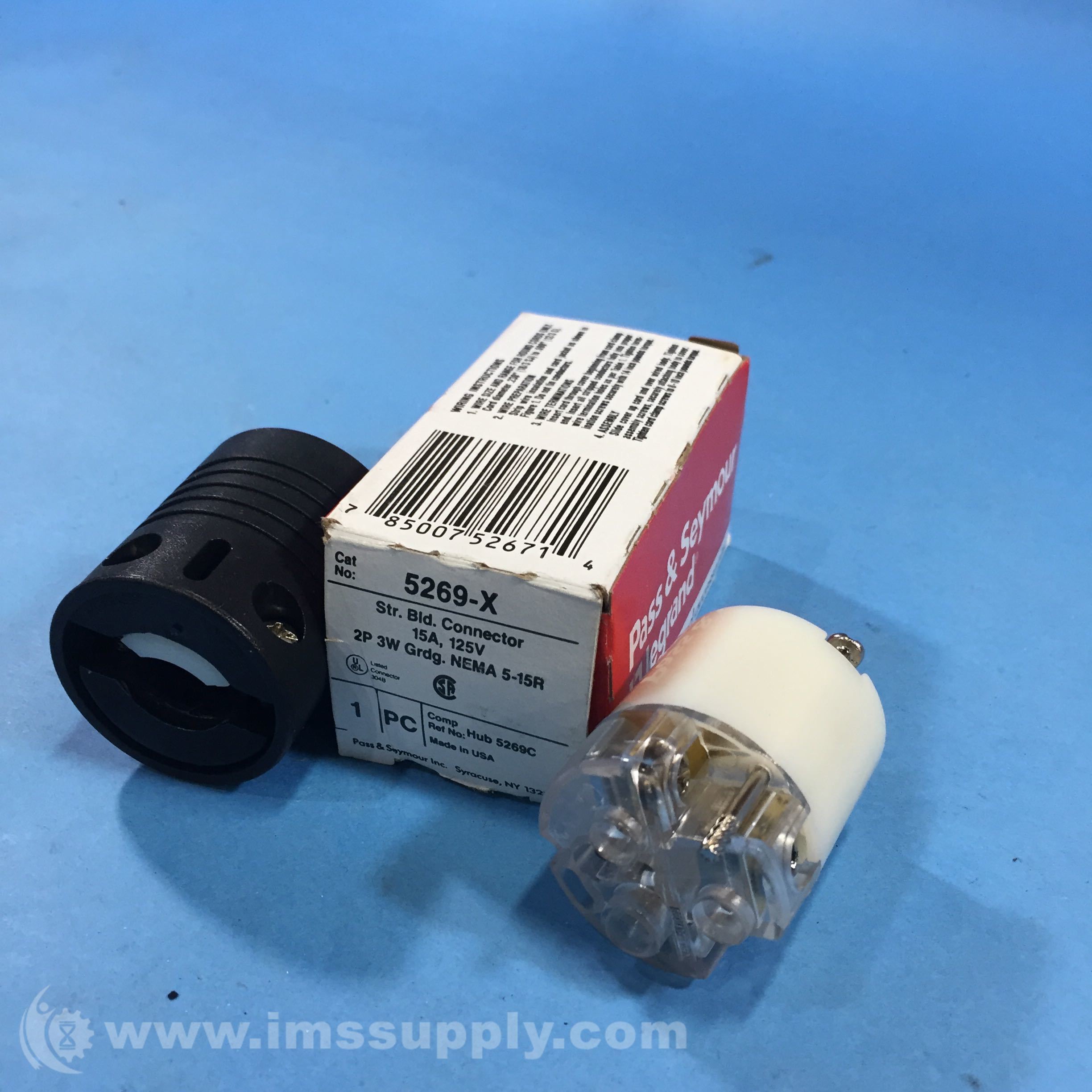 Pass & Seymour 5269-X Straight Blade Connector, 15A, 125V, 2P 3W - IMS ...