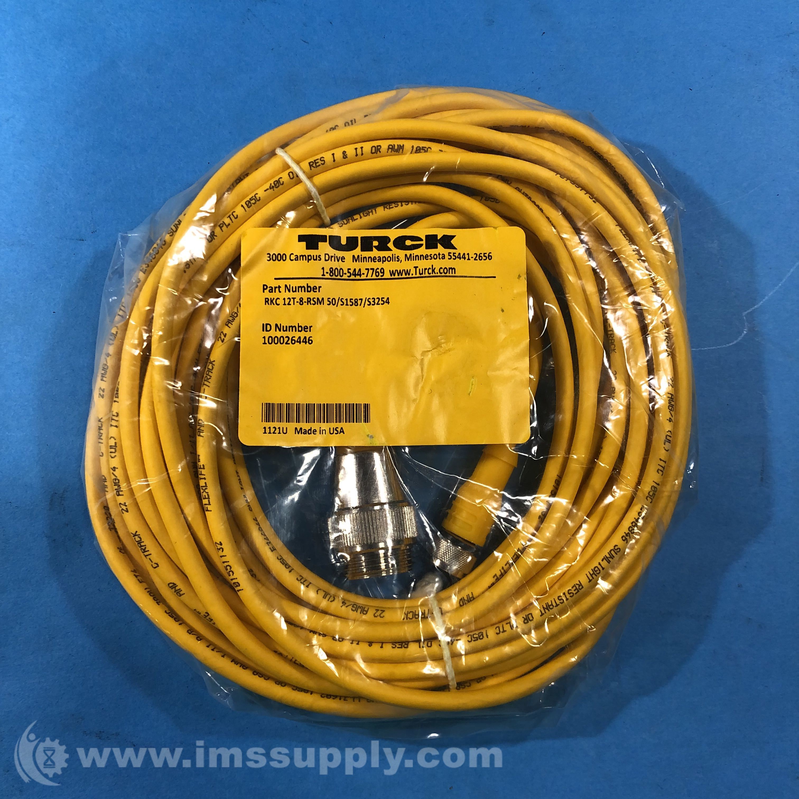 Turck RKC 12T-8-RSM 50/S1587/S3254 Double Ended Cordset - IMS Supply