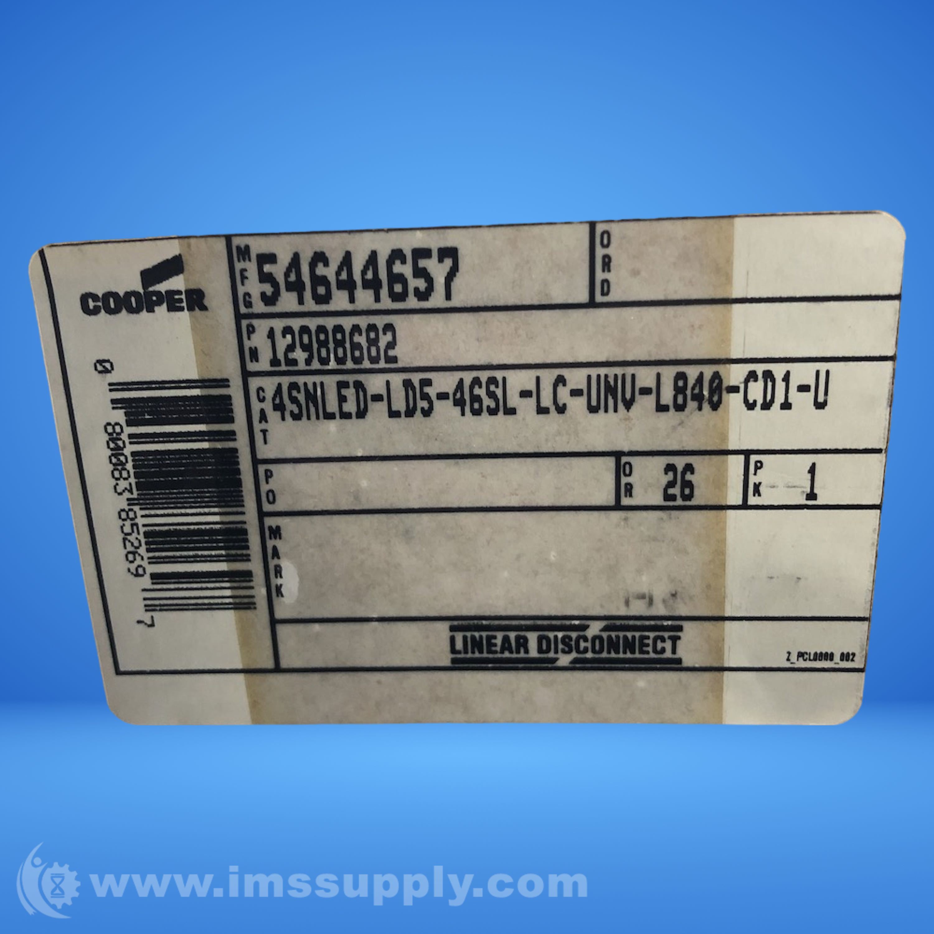 Cooper 4SNLED-LD5-46SL-LC-UNV-L840-CD1-U 4 Foot Strip Light - IMS Supply