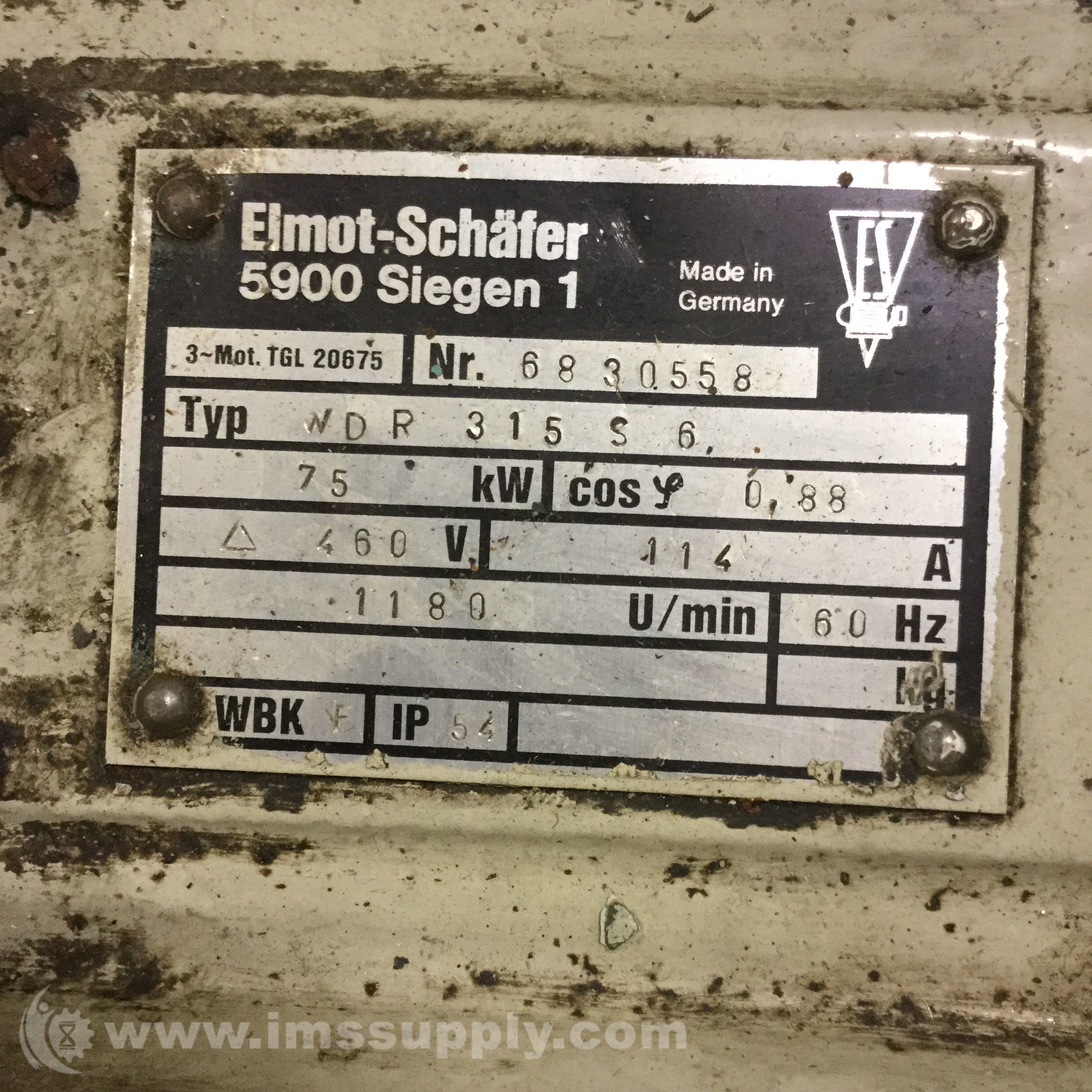 Elmot-Schafer 6830558 75KW 115HP 1180RPM Electric Motor - IMS Supply