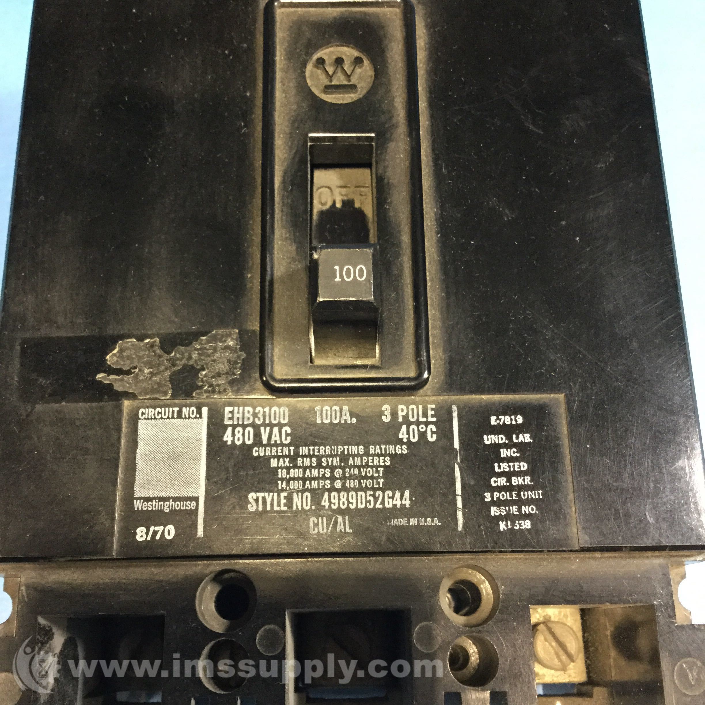 Westinghouse EHB3100 Circuit Breaker - IMS Supply