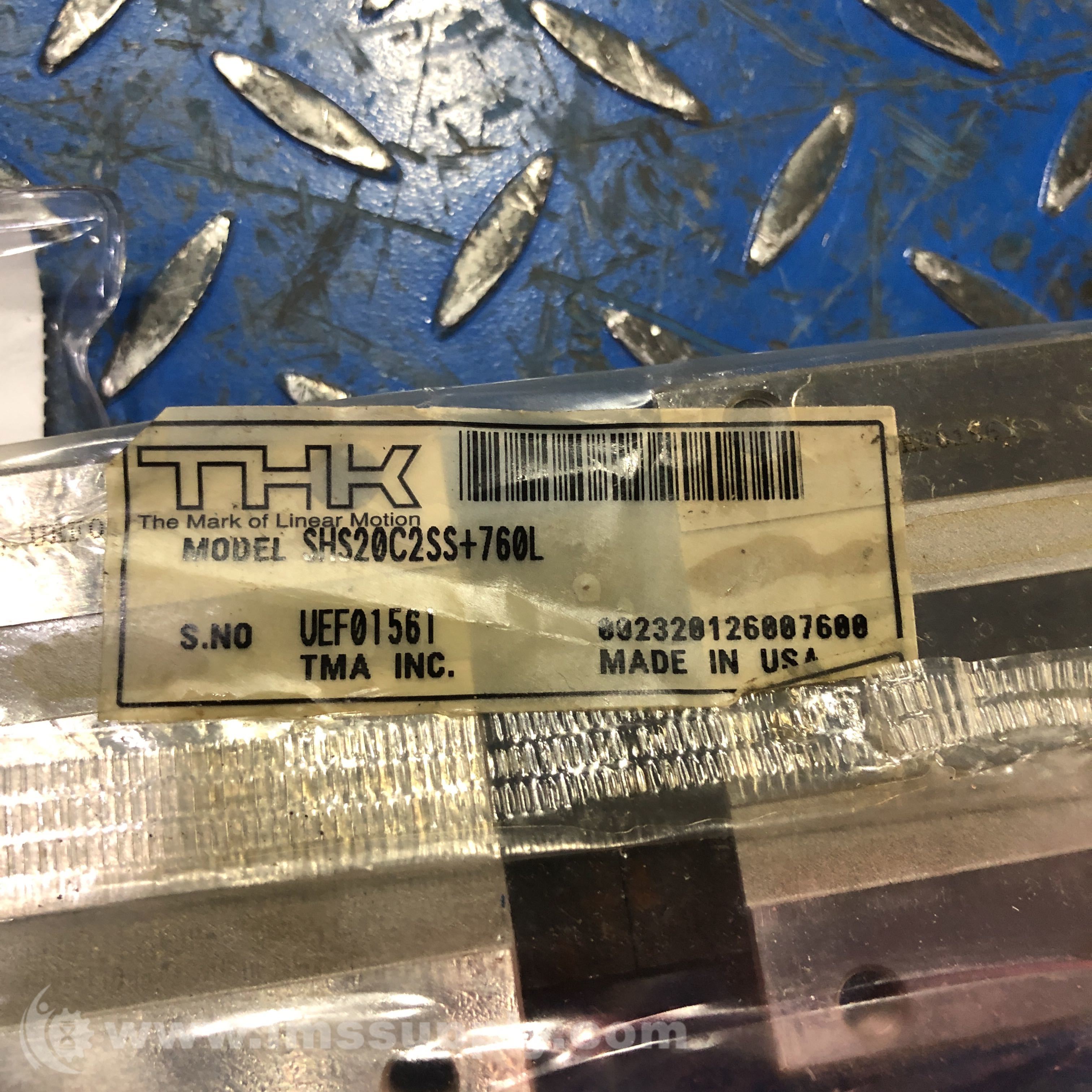 THK SHS20C2SS+760L Linear Motion Guide Rail, 2 Bearing Blocks - IMS Supply