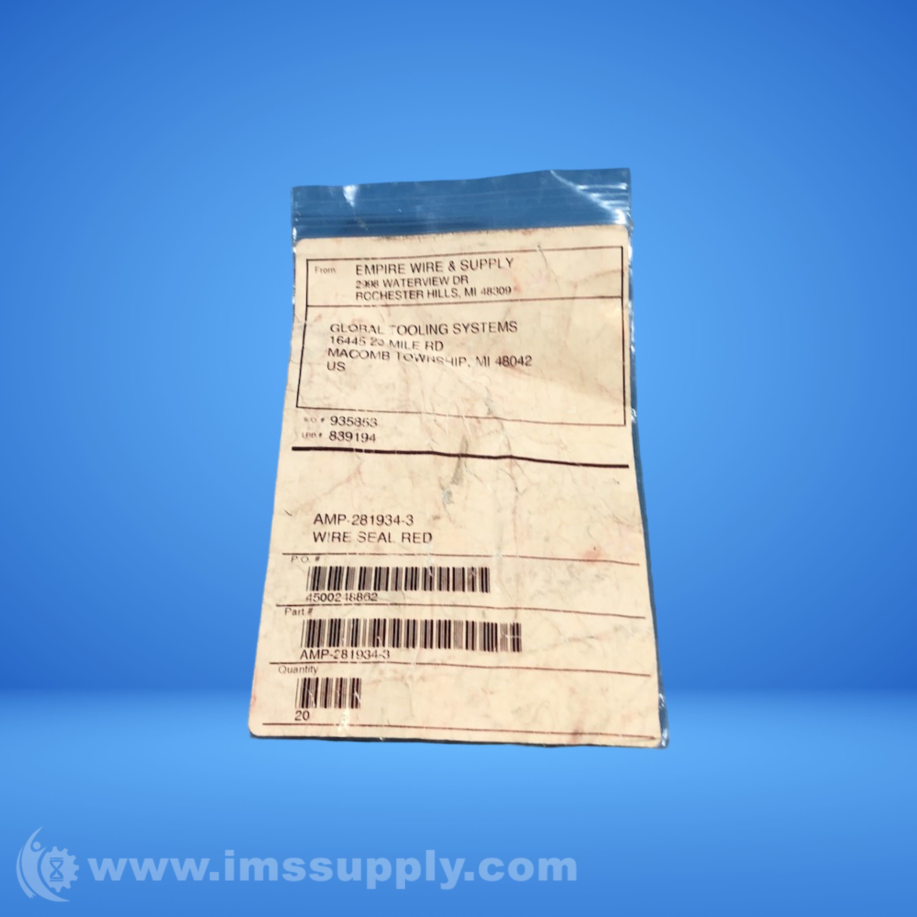 Empire Wire & Suply AMP-281934-3 Cable Seal Bag Of 20 - IMS Supply