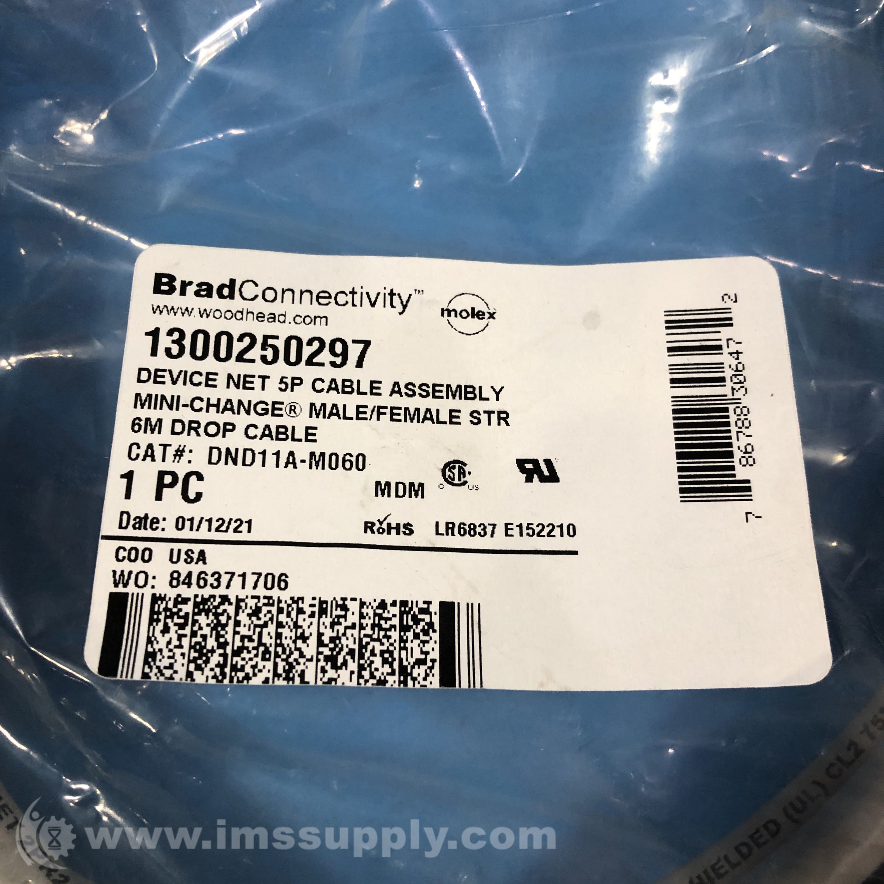 Molex DND11A-M060 Mini-Change Double-Ended Cordset - IMS Supply