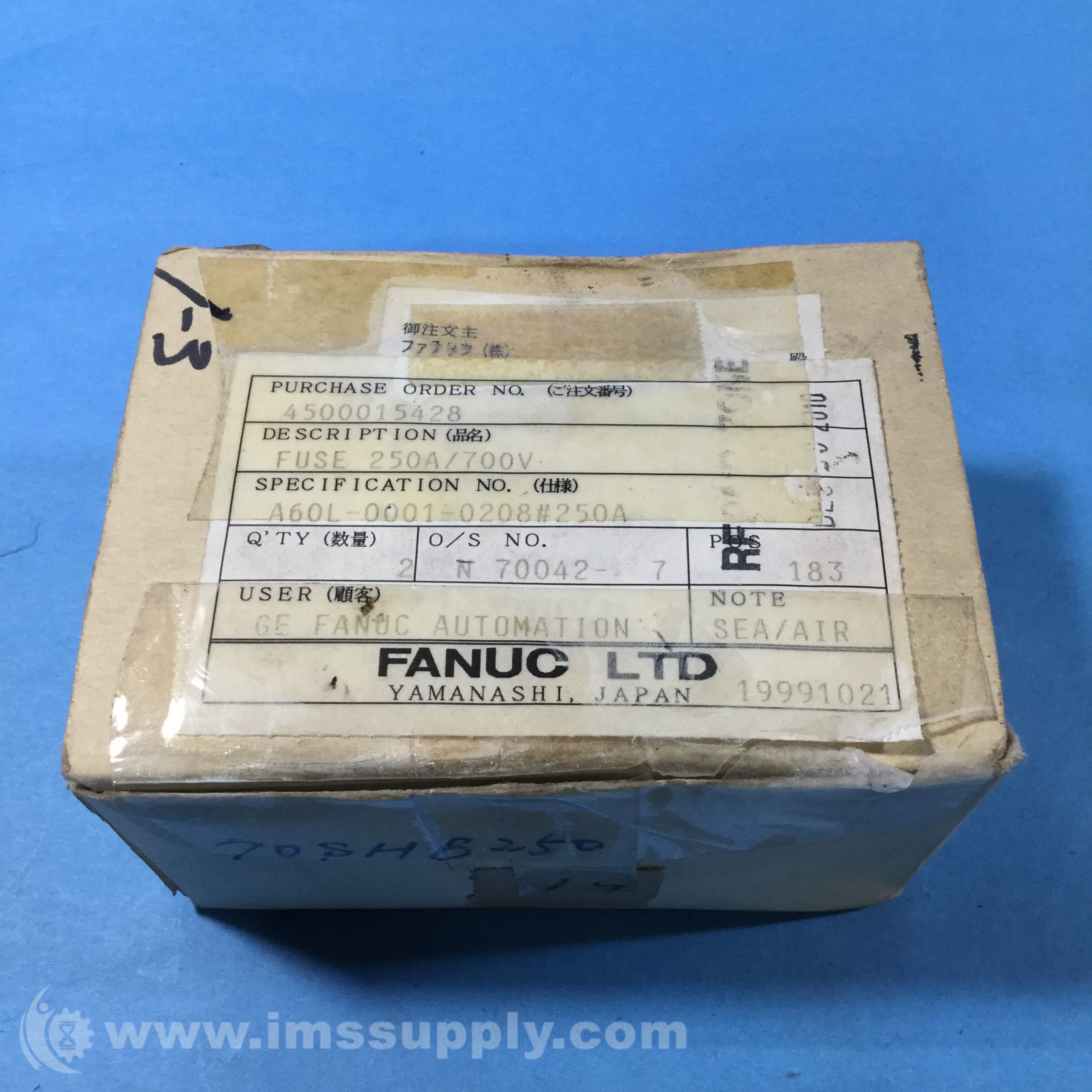 Fanuc A60L-0001-0208#250A Box of 2 Fuses - IMS Supply