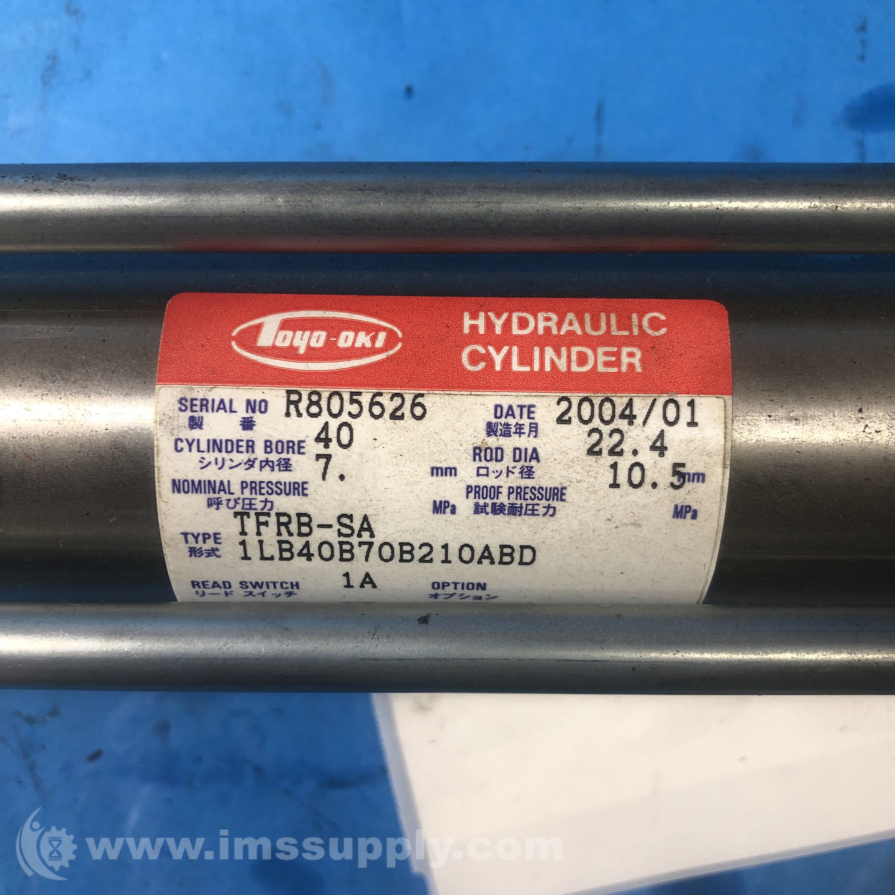 Toyo-Oki TFRB-SA 1LB40B70B210ABD-1A Hydraulic Cylinder - IMS Supply