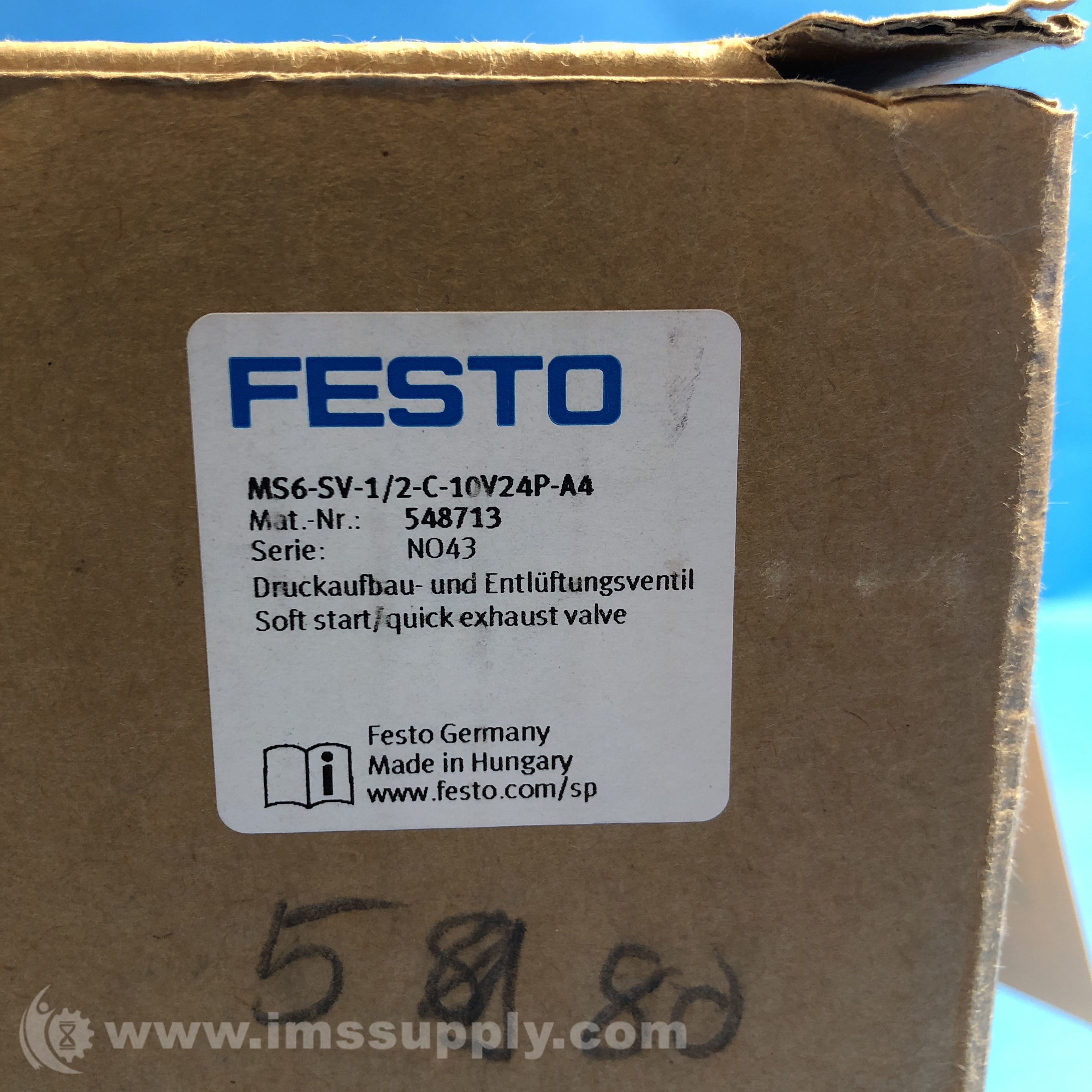 Festo MS6-SV-1/2-C-10V24P-A4 Soft Start / Quick Exhaust Valve - IMS Supply