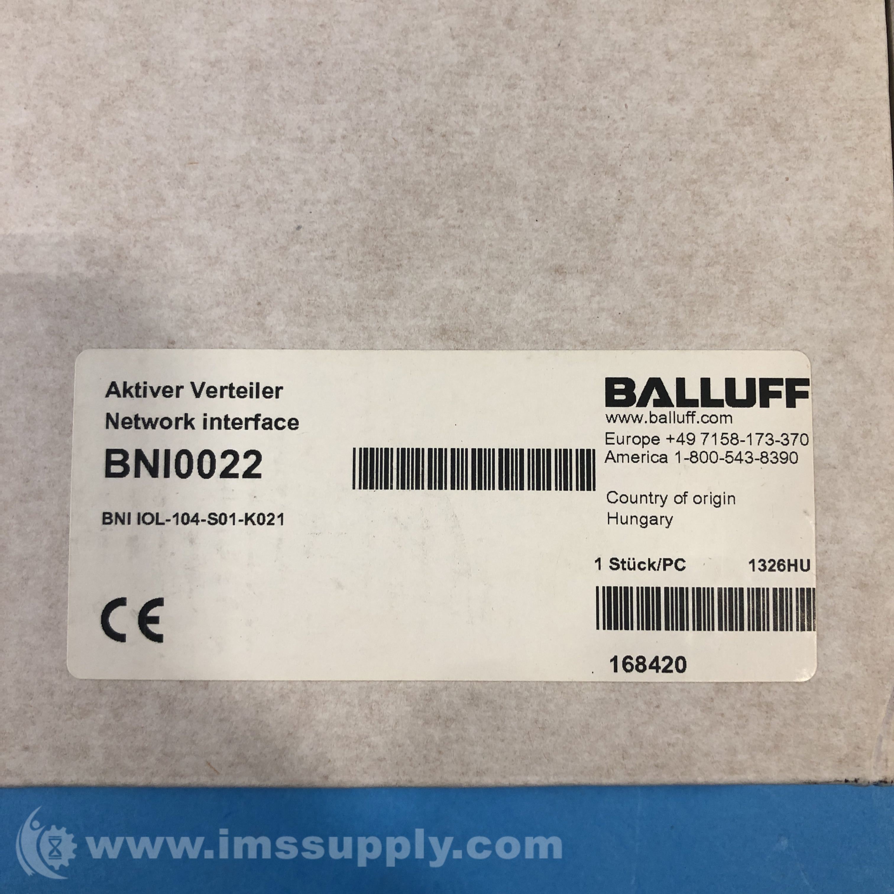 Balluff BNI0022 IO-Link Sensor Actuator Hub - IMS Supply