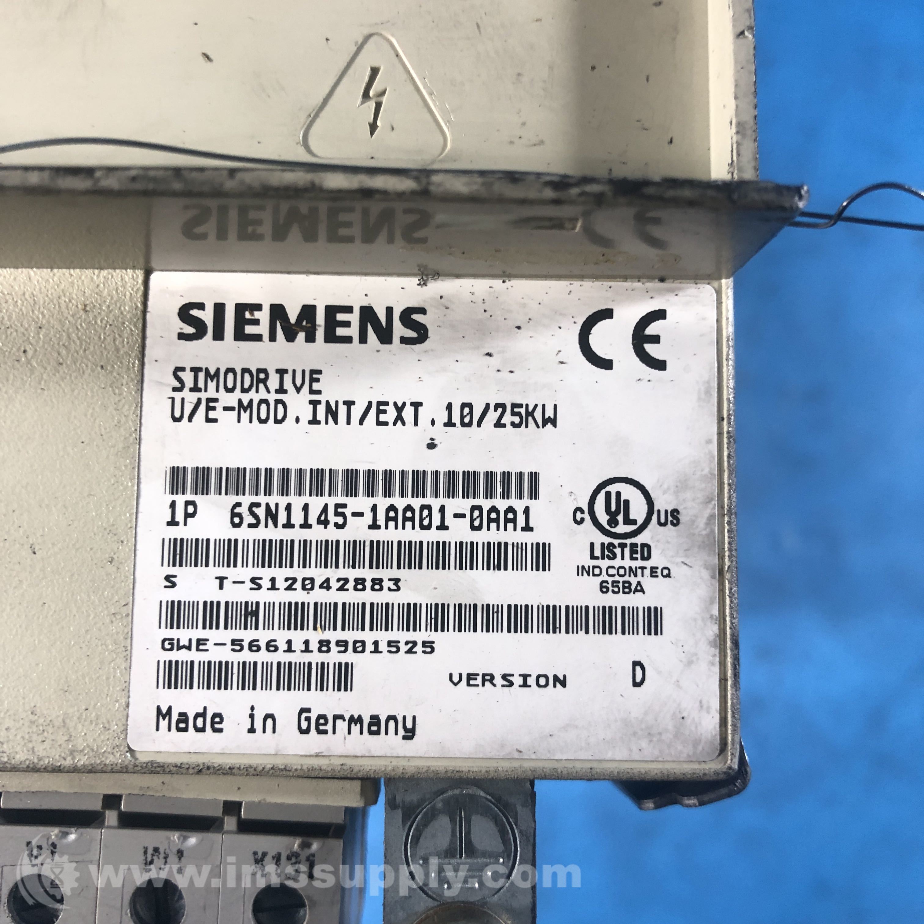 Siemens 6SN1145-1AA01-0AA1 Infeed Module - IMS Supply