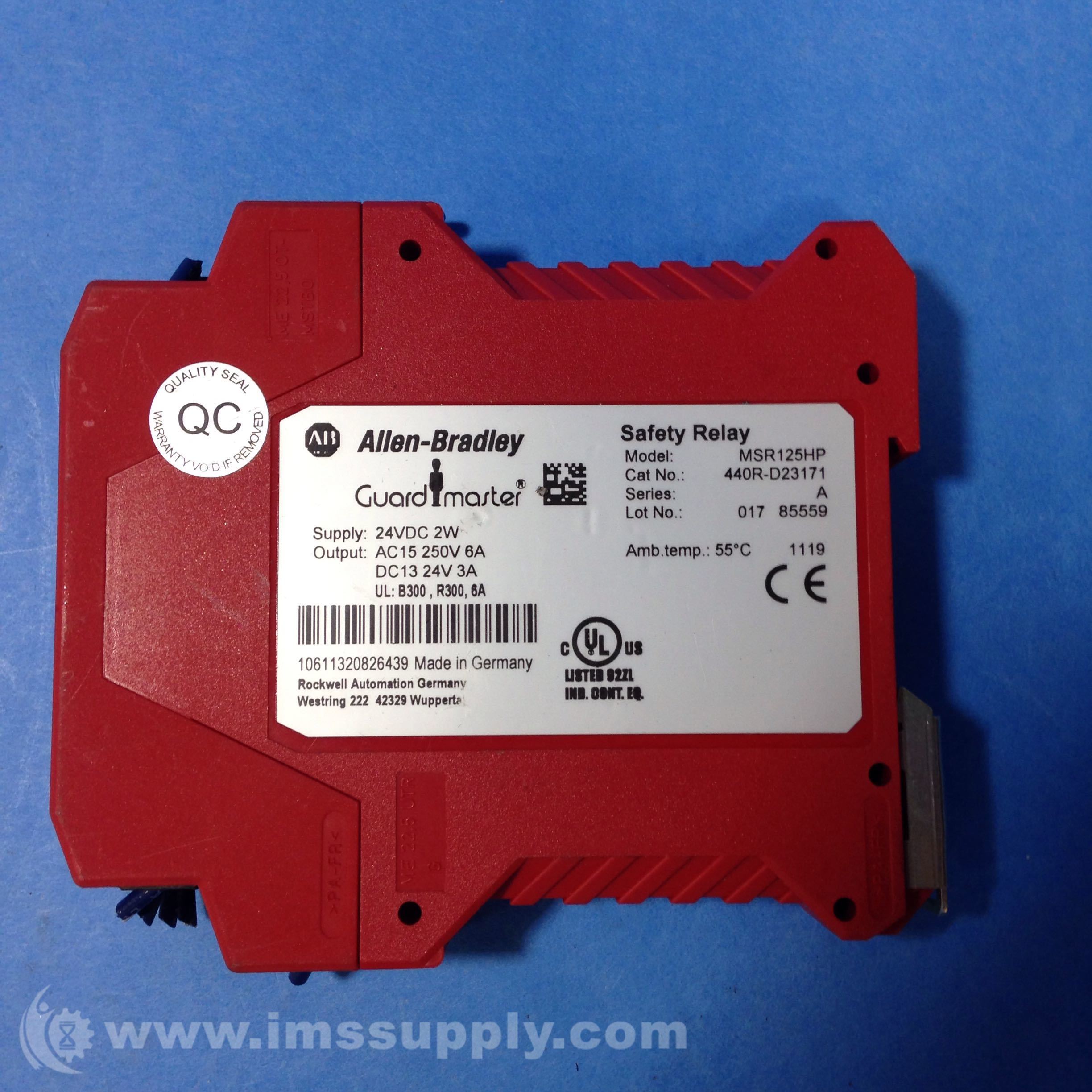 Allen Bradley MSR125HP Safety Relay 24VAC/DC 2NO 22.5MM - IMS Supply