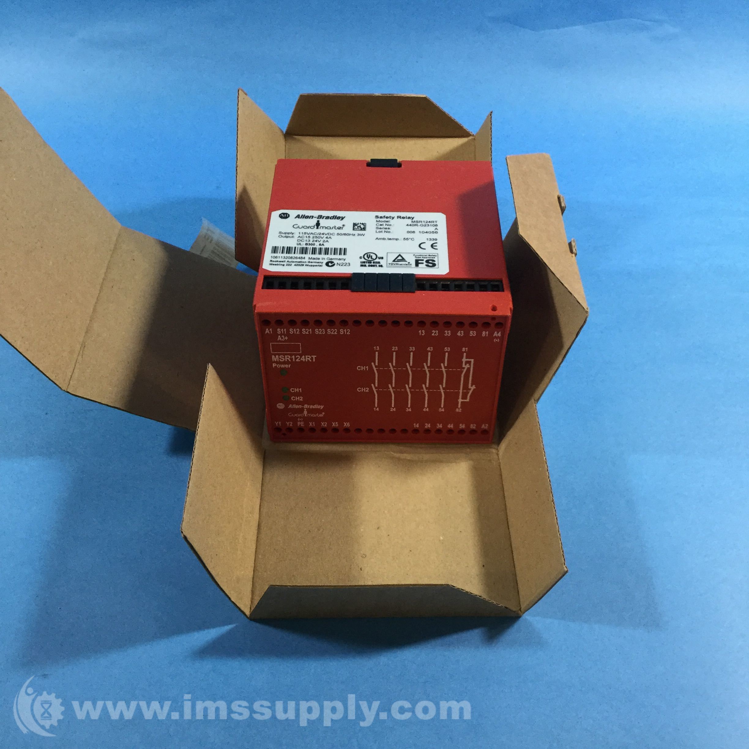 Allen Bradley MSR124RT Guardmaster Safety Relay, 115VAC, 24VDC - IMS Supply