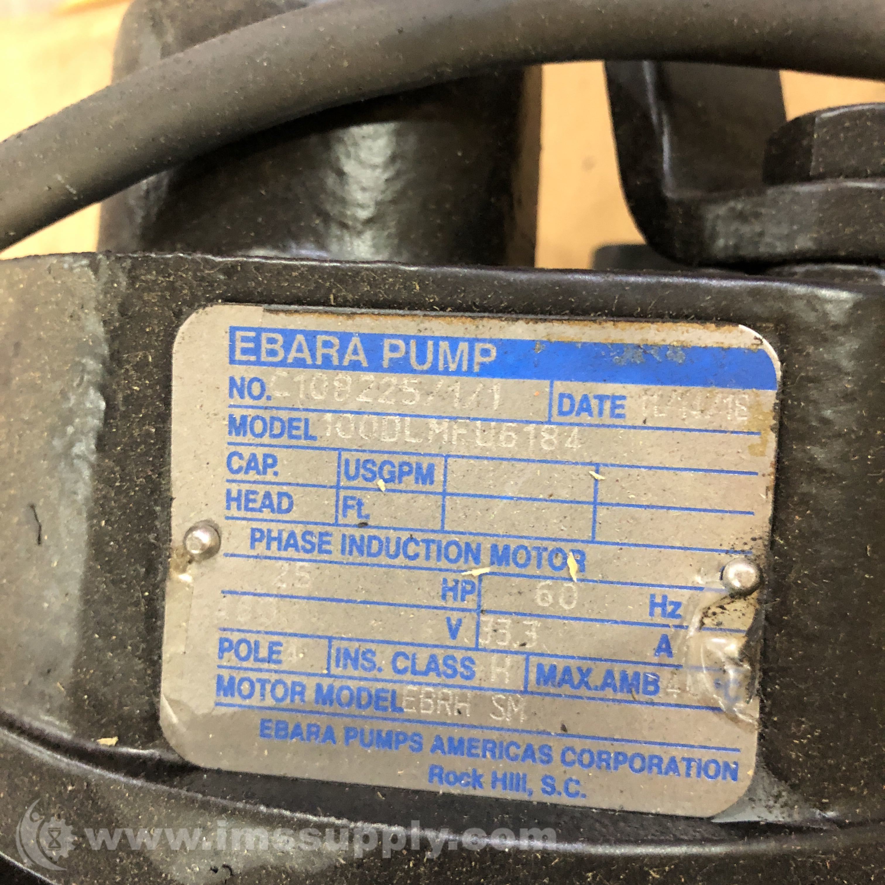 Ebara 1000LMFU6184 Pump, Submersible, 25HP, 460V, 60HZ, 4 Flange - IMS ...
