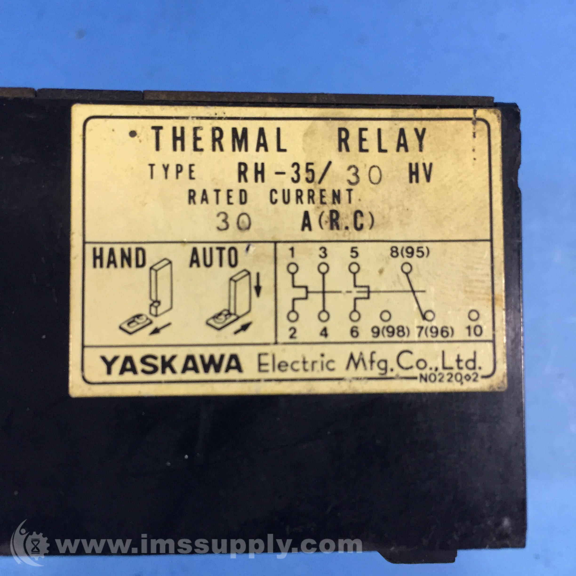 Yaskawa RH-35/30 HV Thermal Relay Overload - IMS Supply