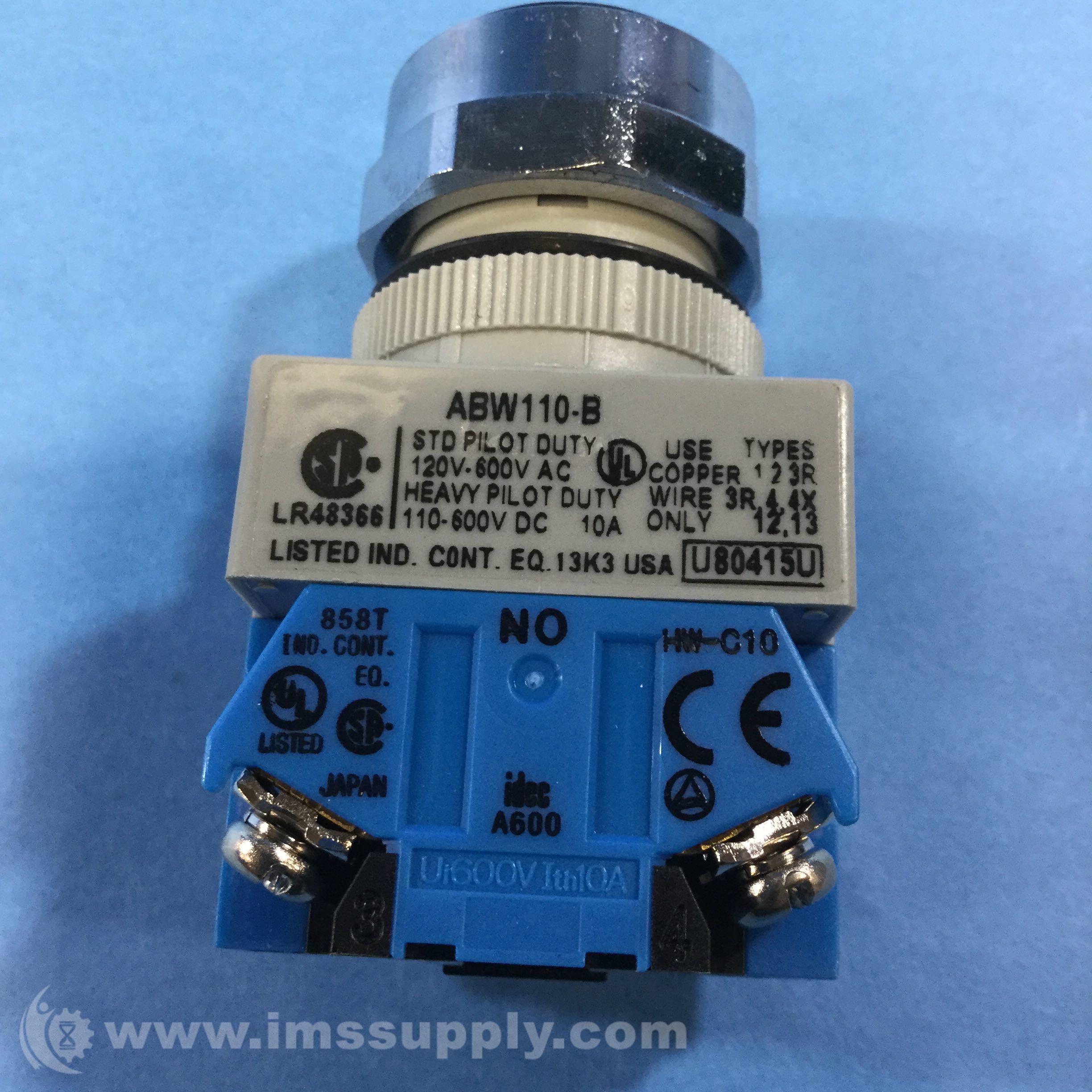 Idec ABW110-B Pushbutton Non-Illuminated 2 Position MOM Black 1NO - IMS ...