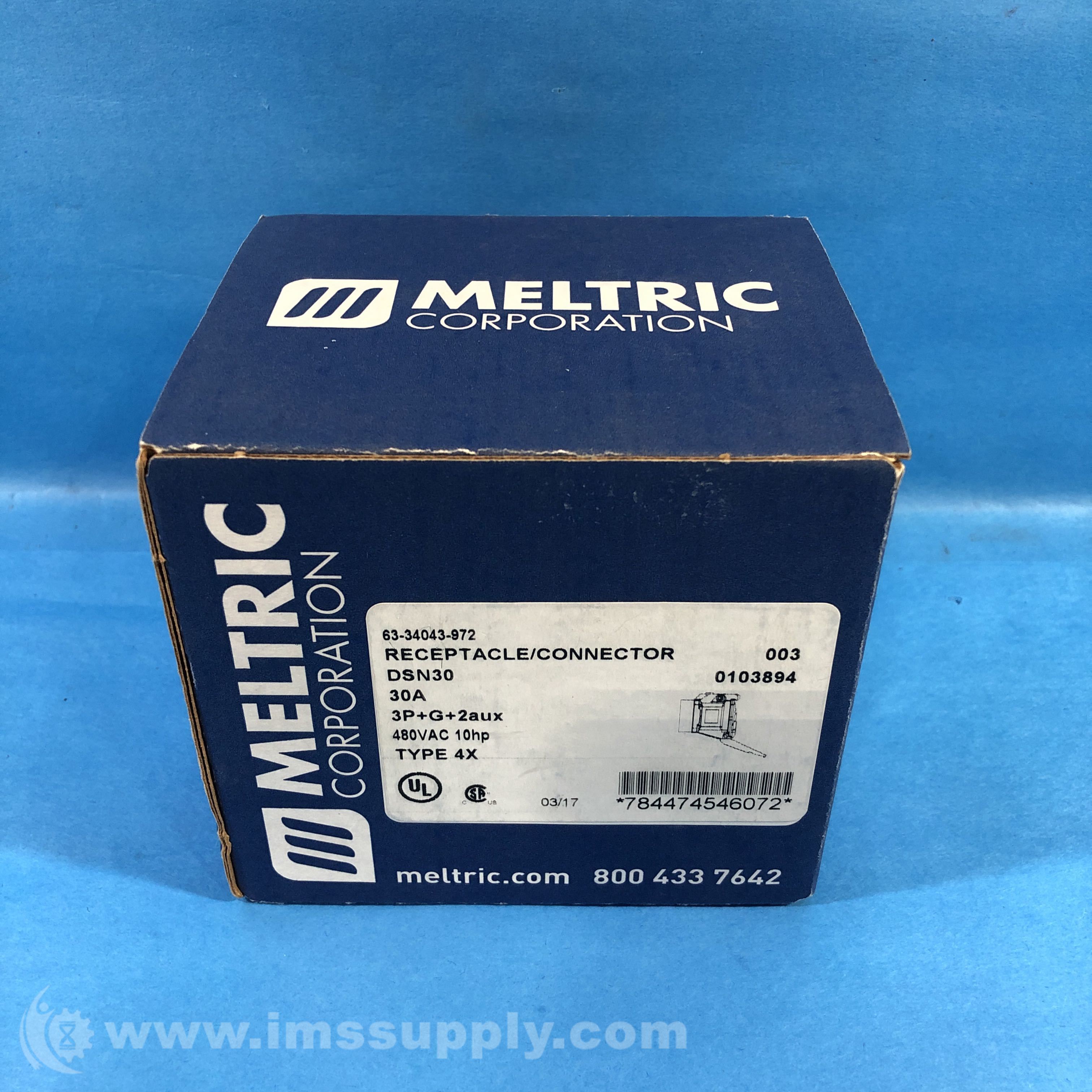 Meltric 63-34043-972 30A 480V 10HP DSN30 Receptacle - IMS Supply