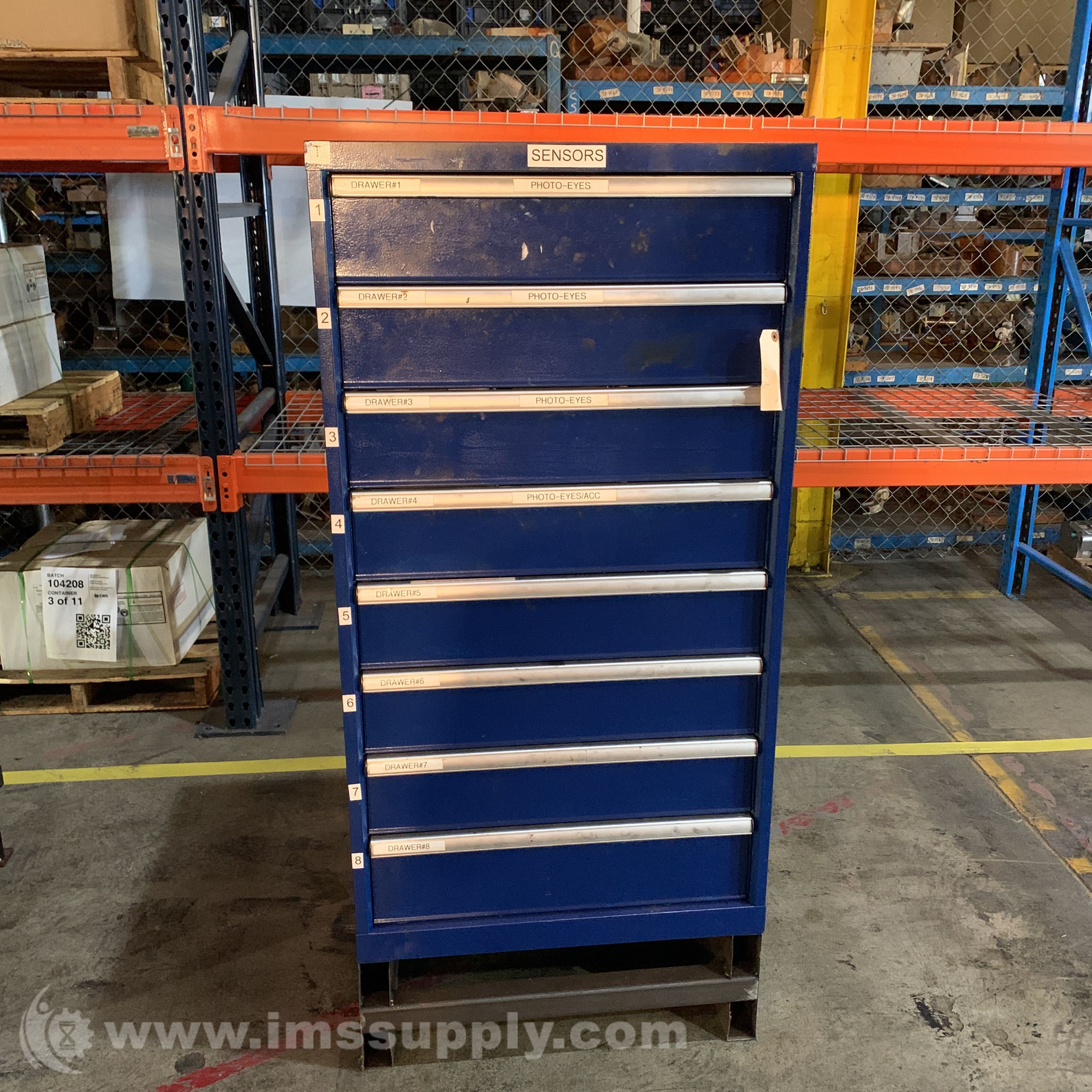 8 Drawer Modular Tool Drawer Cabinet, Blue 29x29x62 inch - IMS Supply