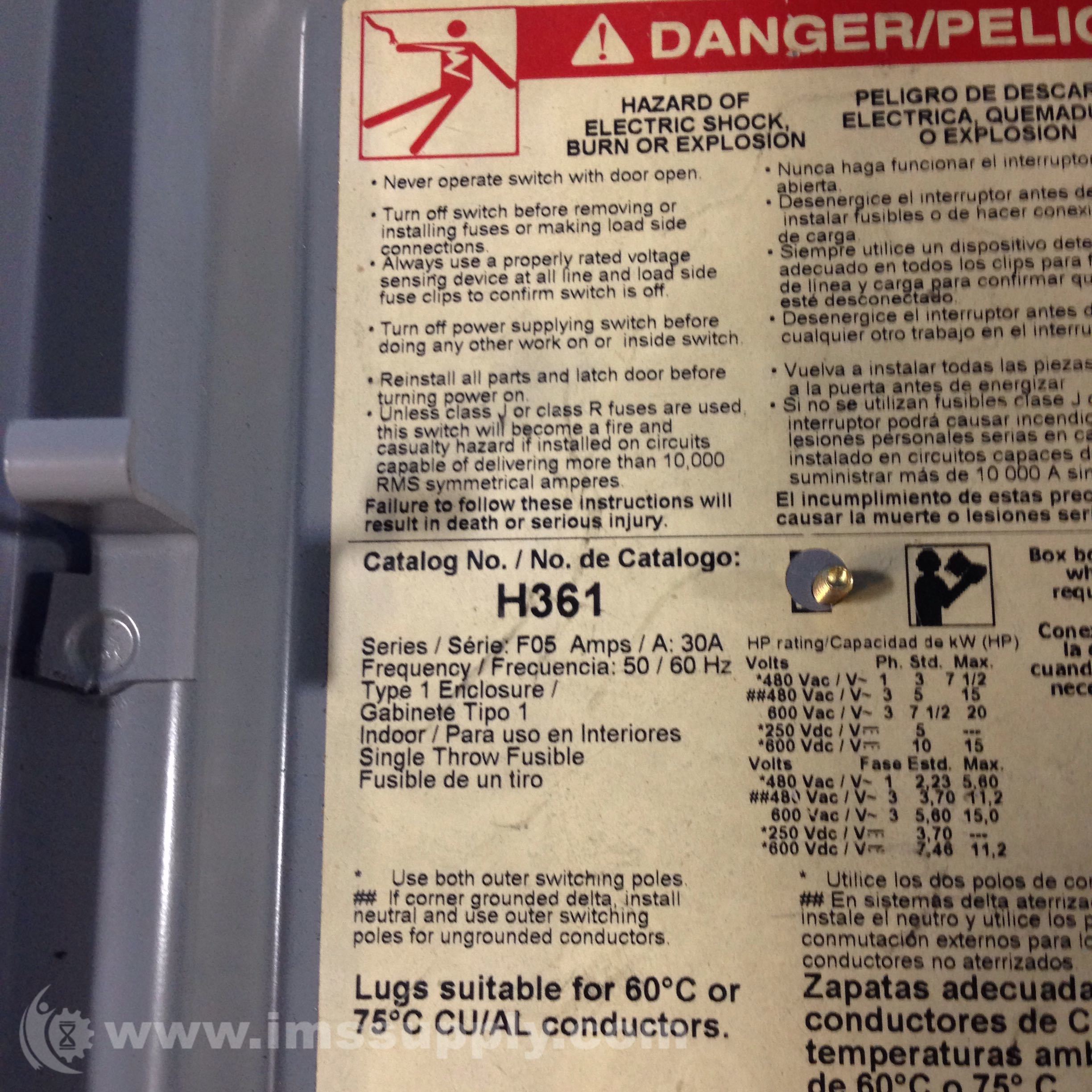 Square D H361 Fusible Safety Switch - IMS Supply
