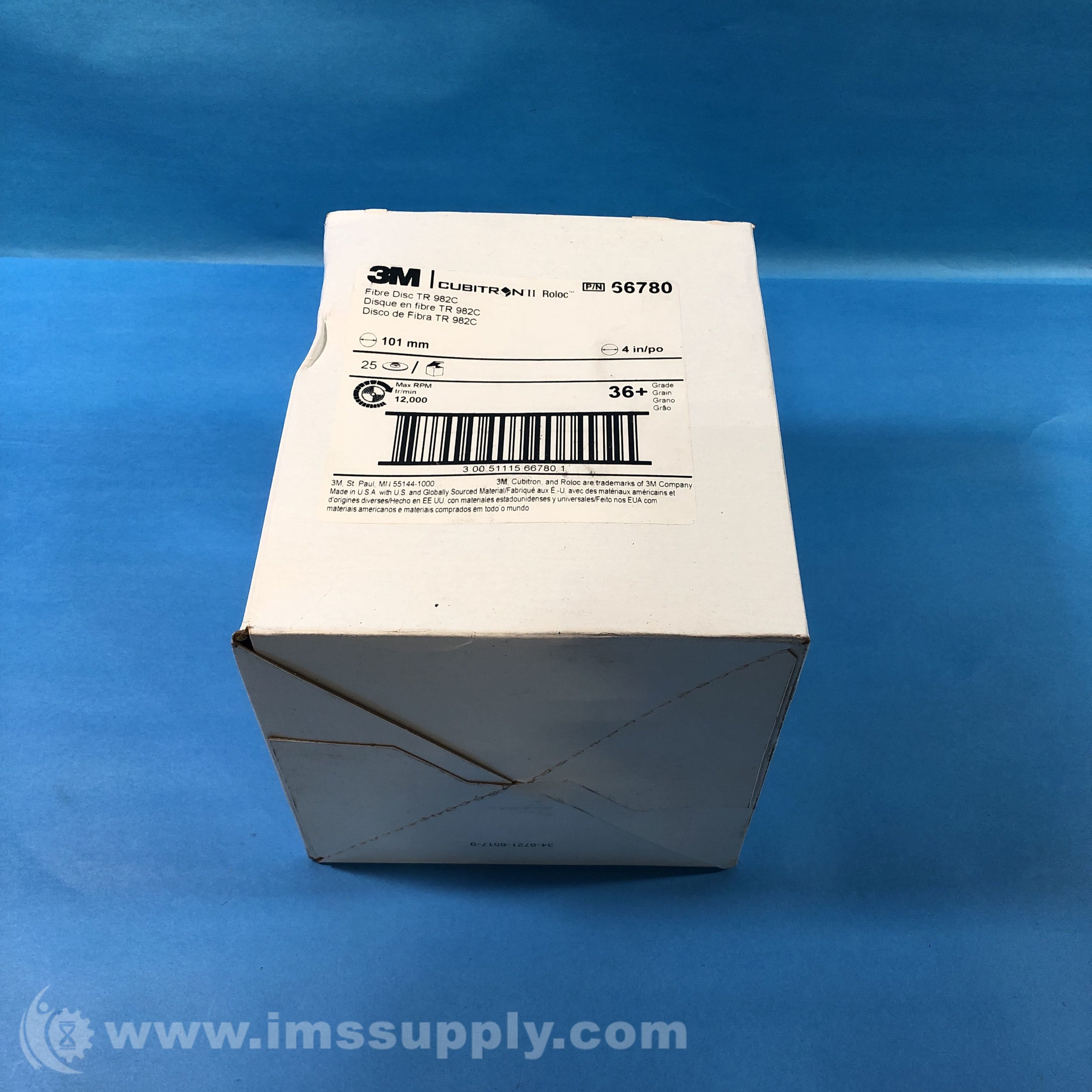 3M 66780 Box of 25 4 X 0.0 NP 36+ Grit Cubitro Fiber Disc - IMS Supply