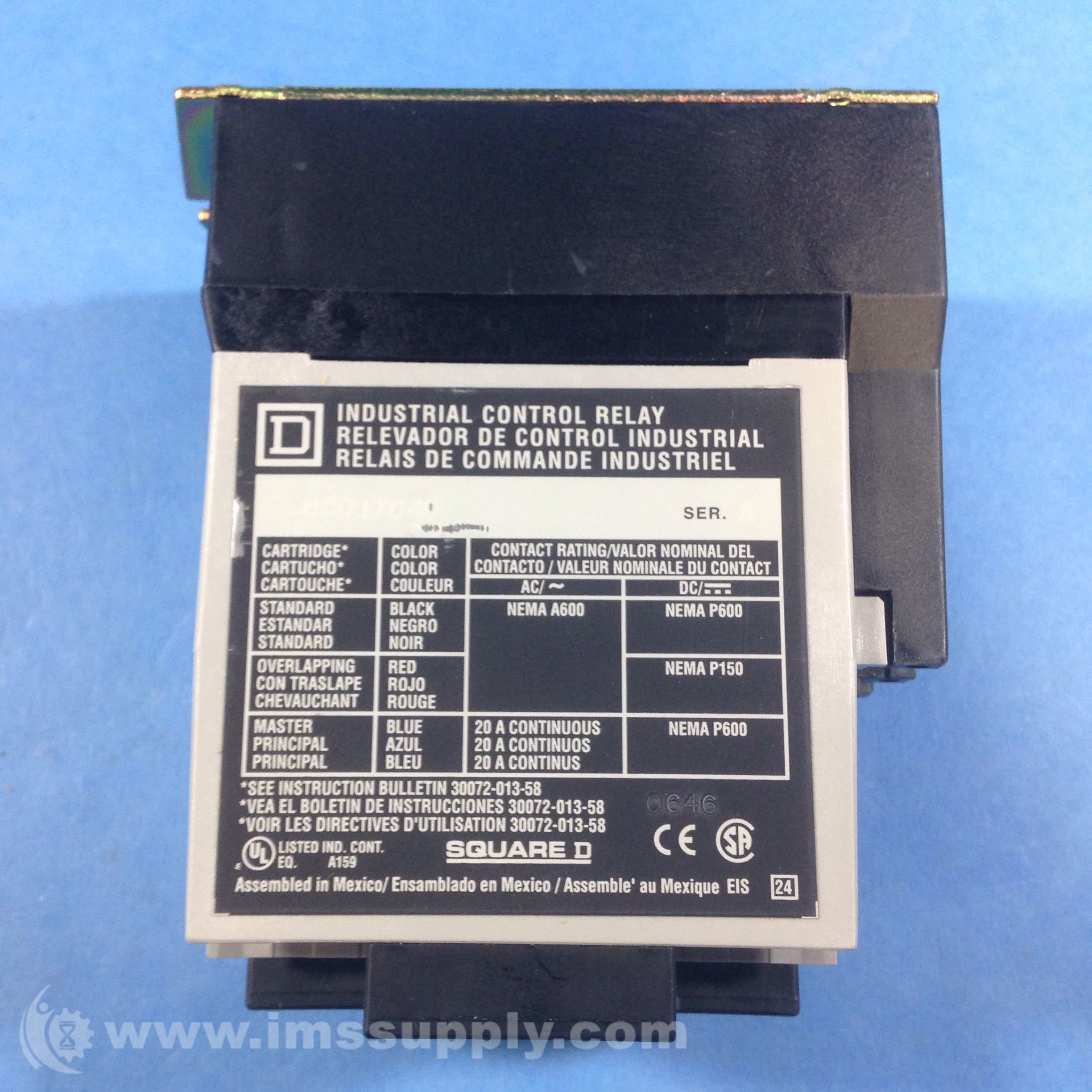 Square D 8501X080V02 AC Control Relay - IMS Supply