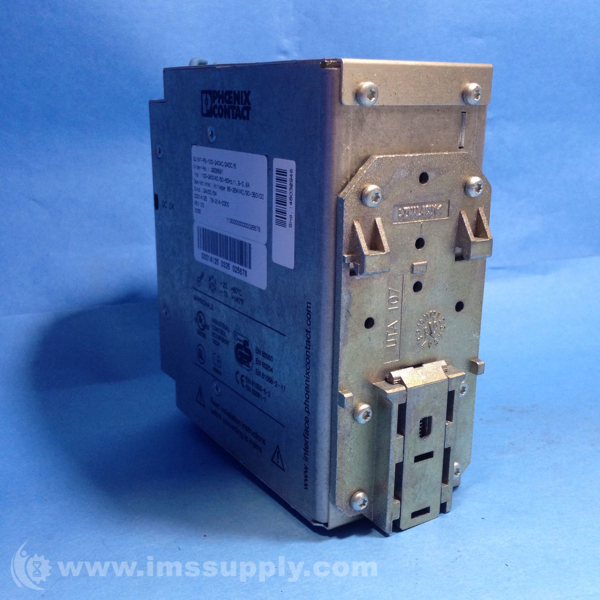 Phoenix Contact 2938581 power Supply 5AMP 100-240VAC 24VDC 1Phase - IMS ...
