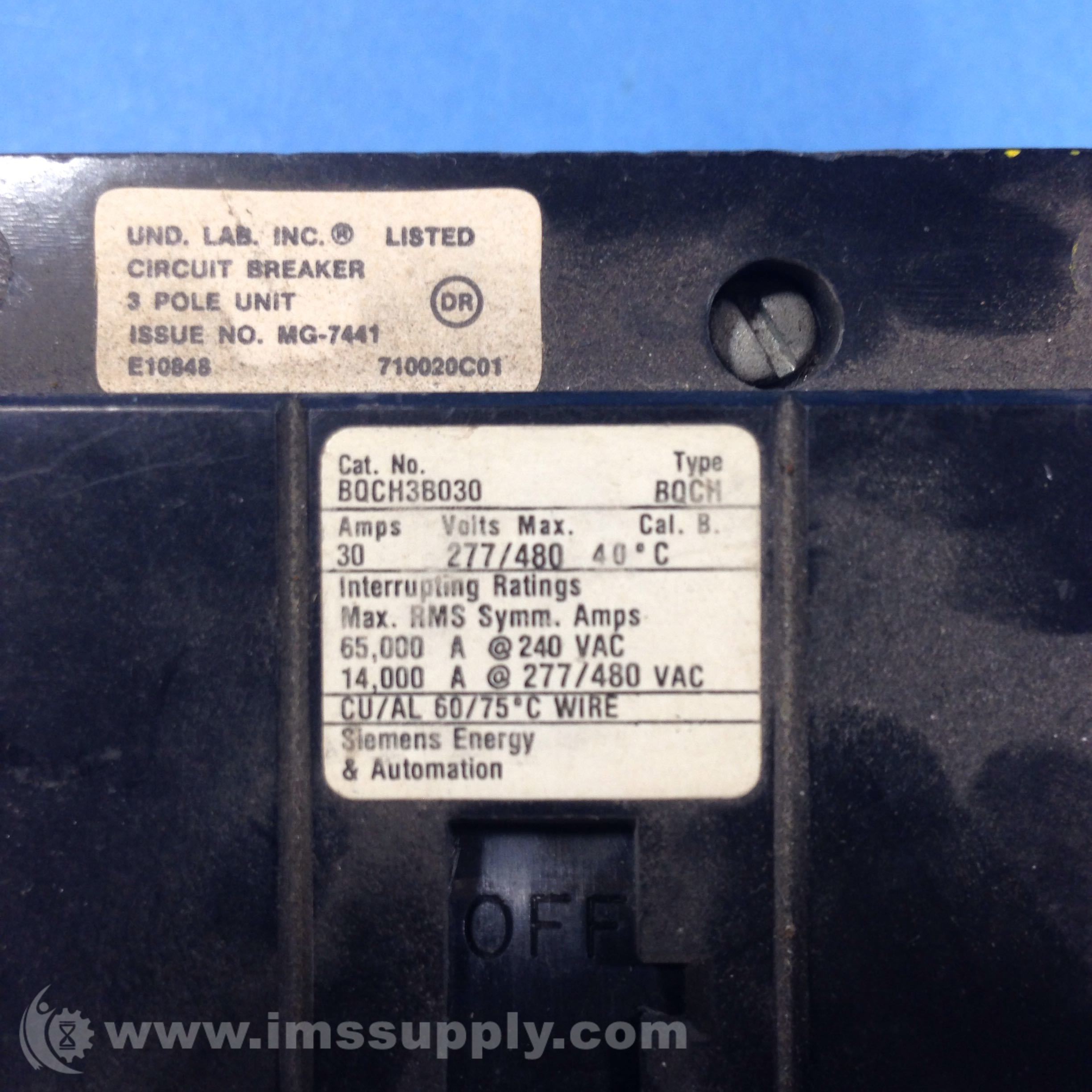 Siemens BQCH3B030 Circuit Breaker, 30 Amp - IMS Supply