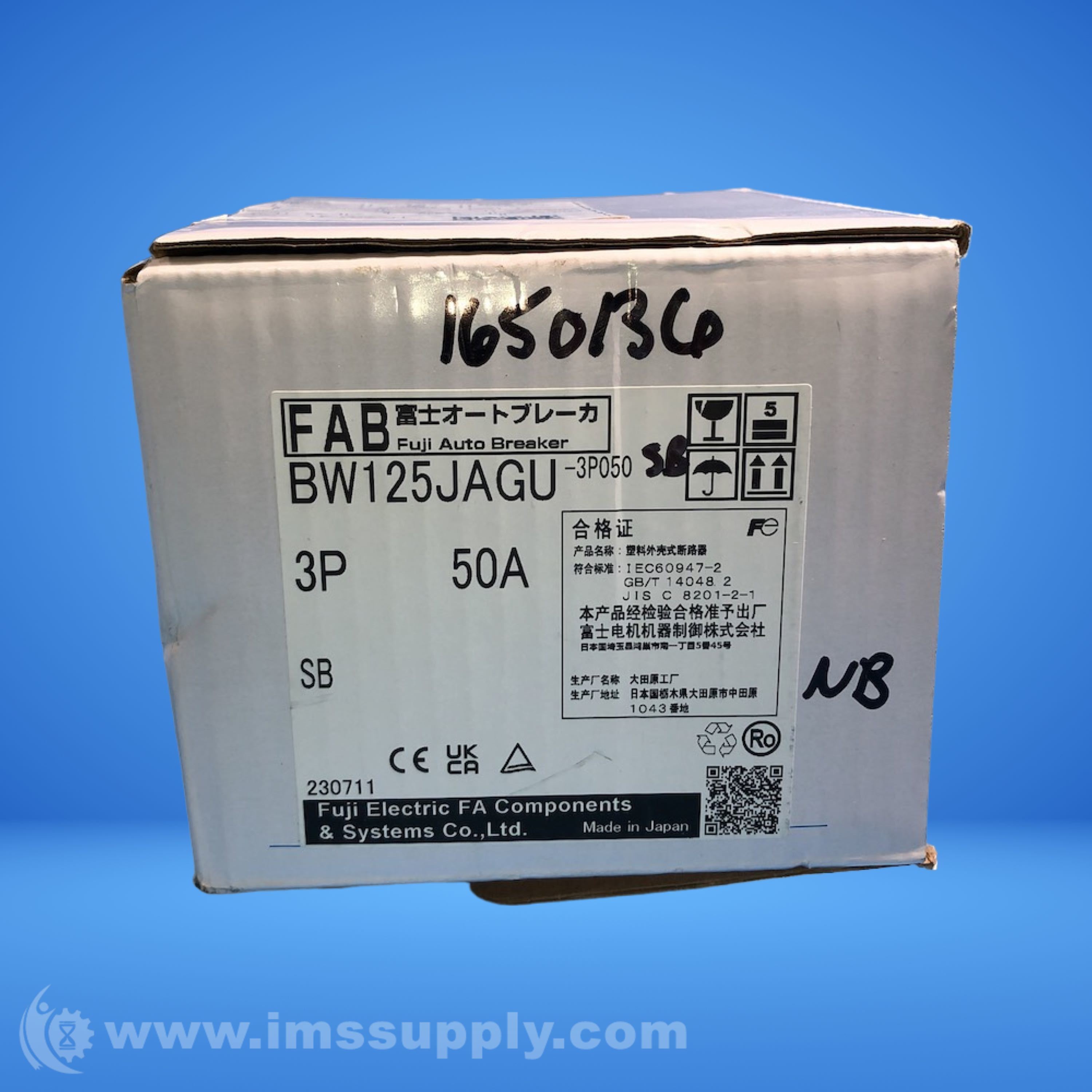 Fuji Electric BW125JAGU-3P050 Circuit Breaker, 50 Amp, 3 Pole - IMS Supply