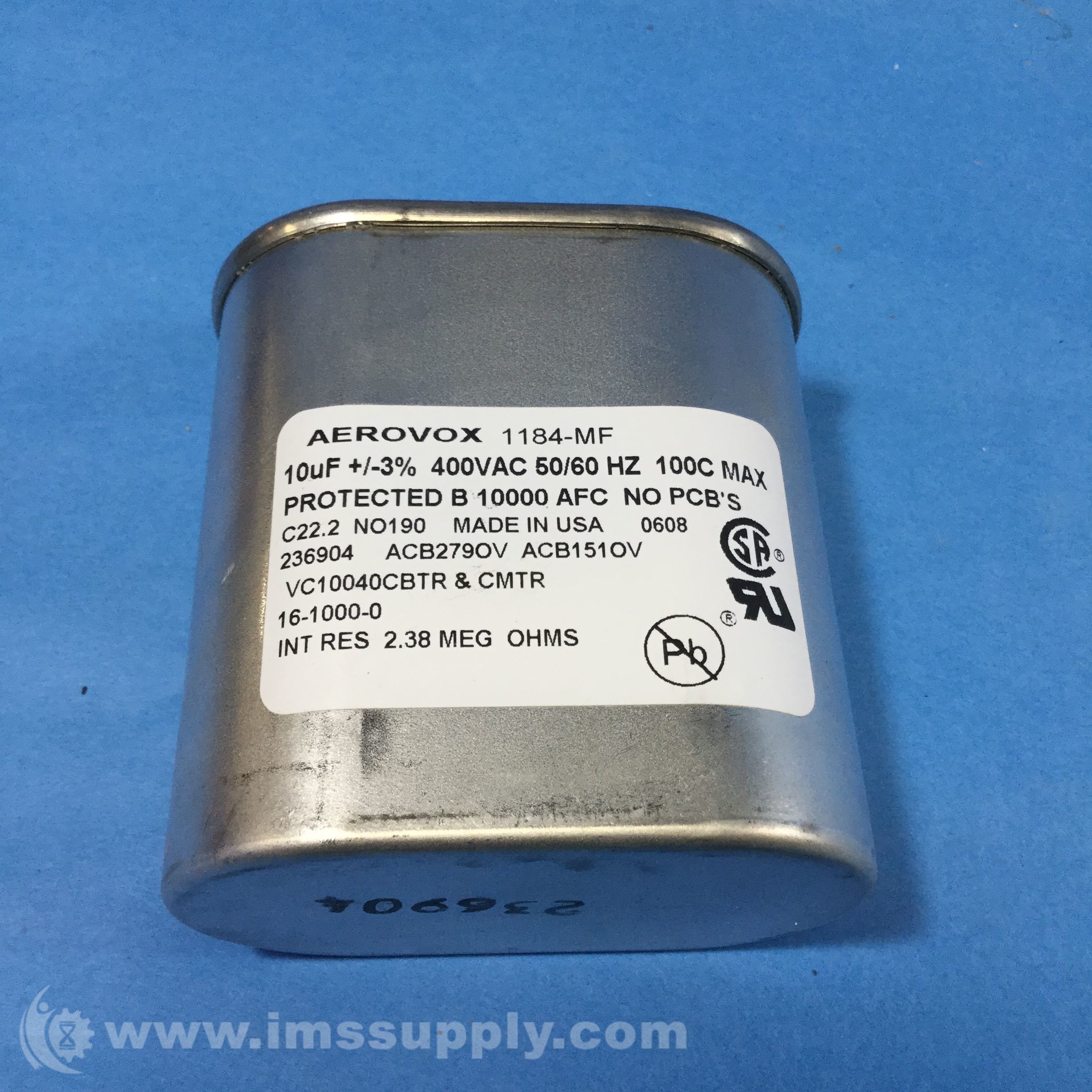 Aerovox 1184-MF 10UF 400 Volt, 175 Watt Metal Halide Capacitor - IMS Supply