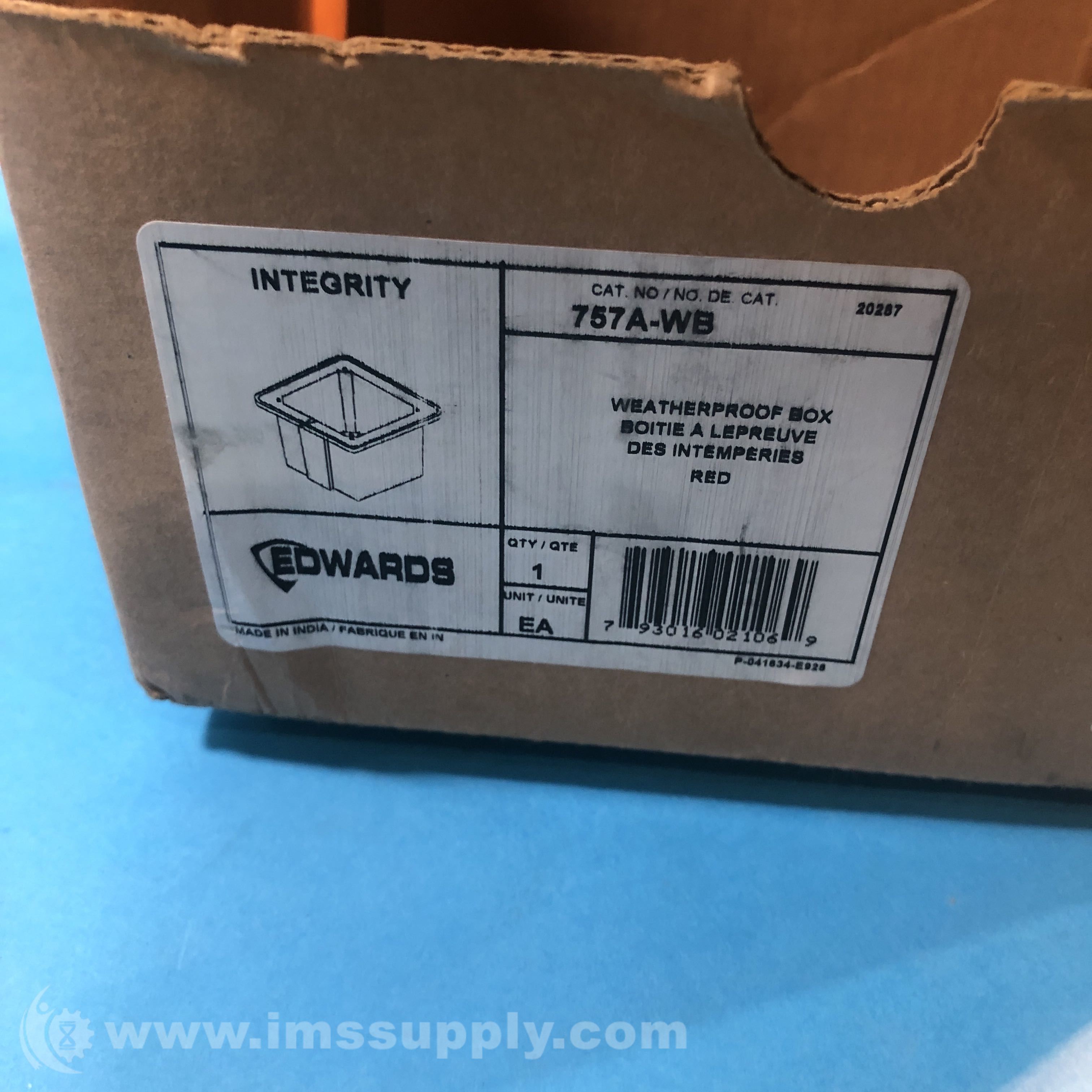 Edwards 757 A-WB Weatherproof Back Box (Red) - IMS Supply