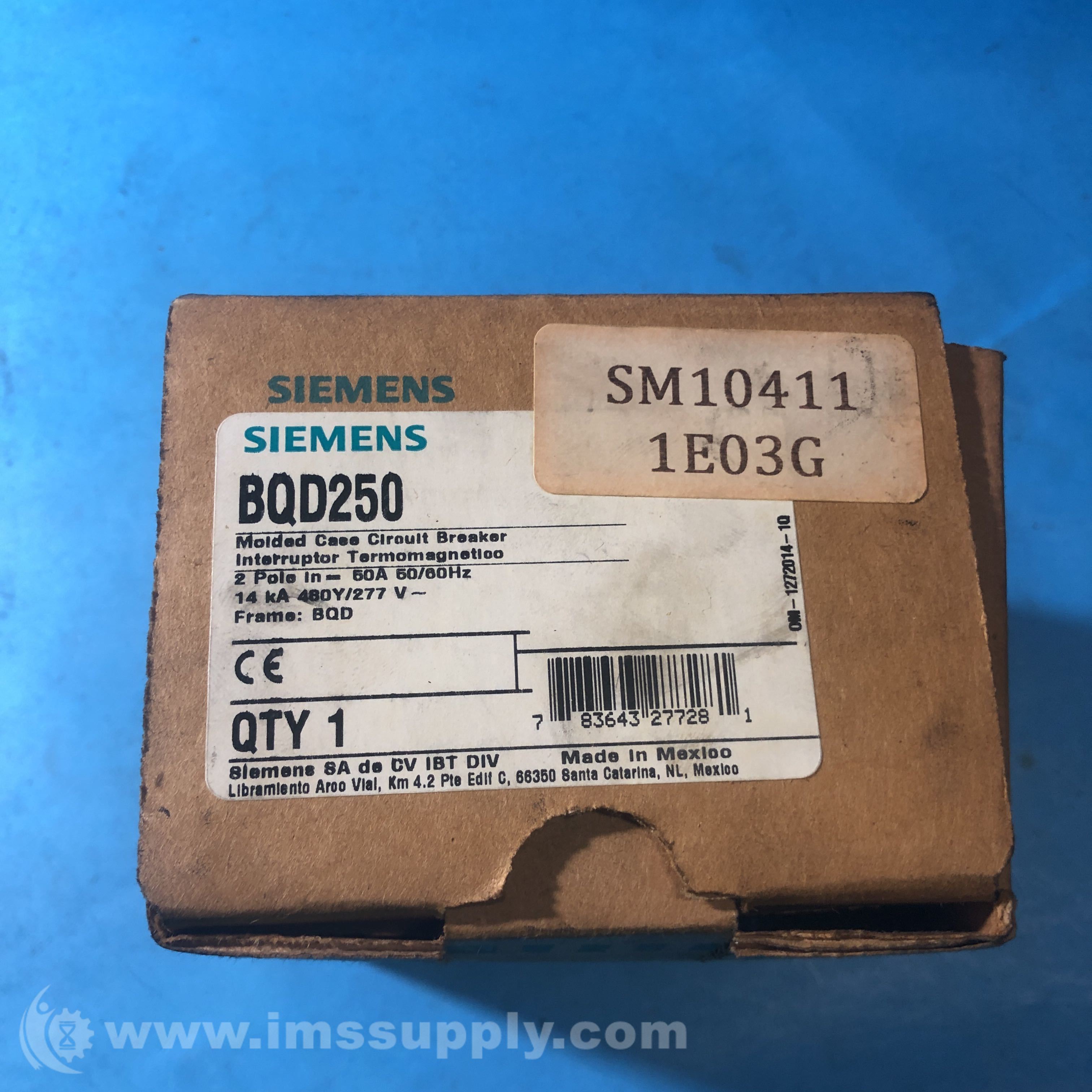 Siemens BQD250 Molded Case Circuit Breaker - IMS Supply