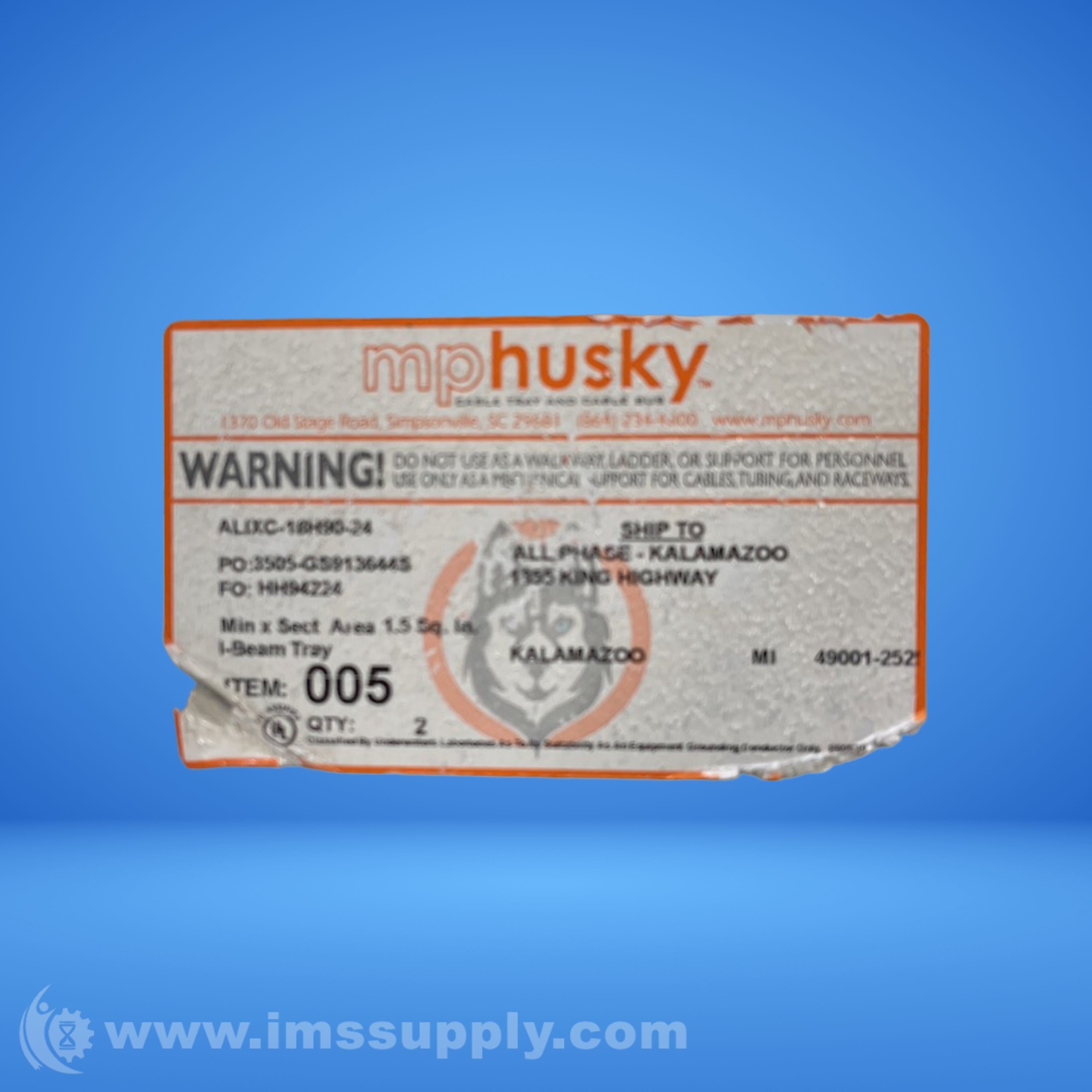 MP Husky ALIXC-18H90-24 Aluminum Ladder Cable Tray - IMS Supply