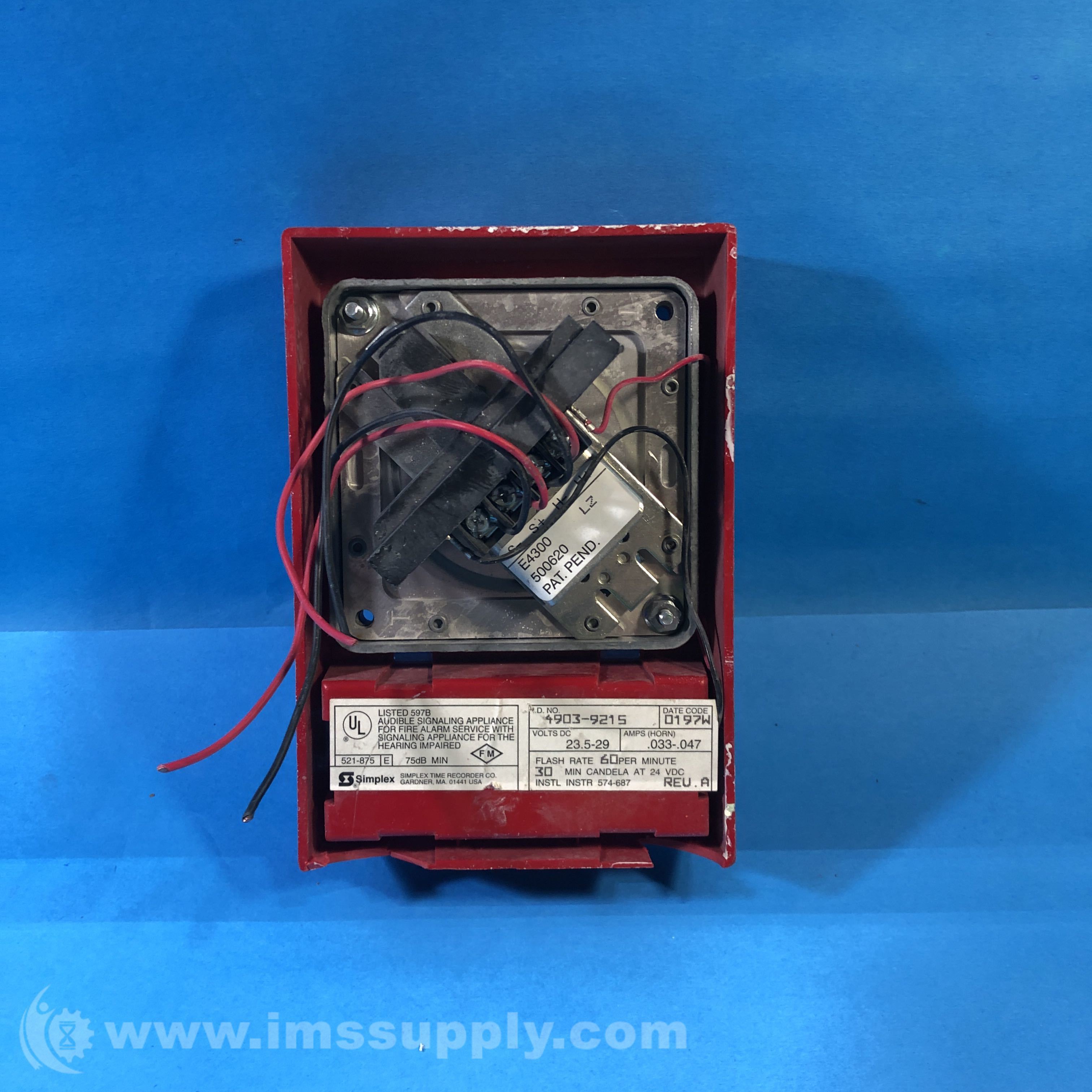 Simplex 4903-9215 Fire Alarm w/ Horn Strobe - IMS Supply